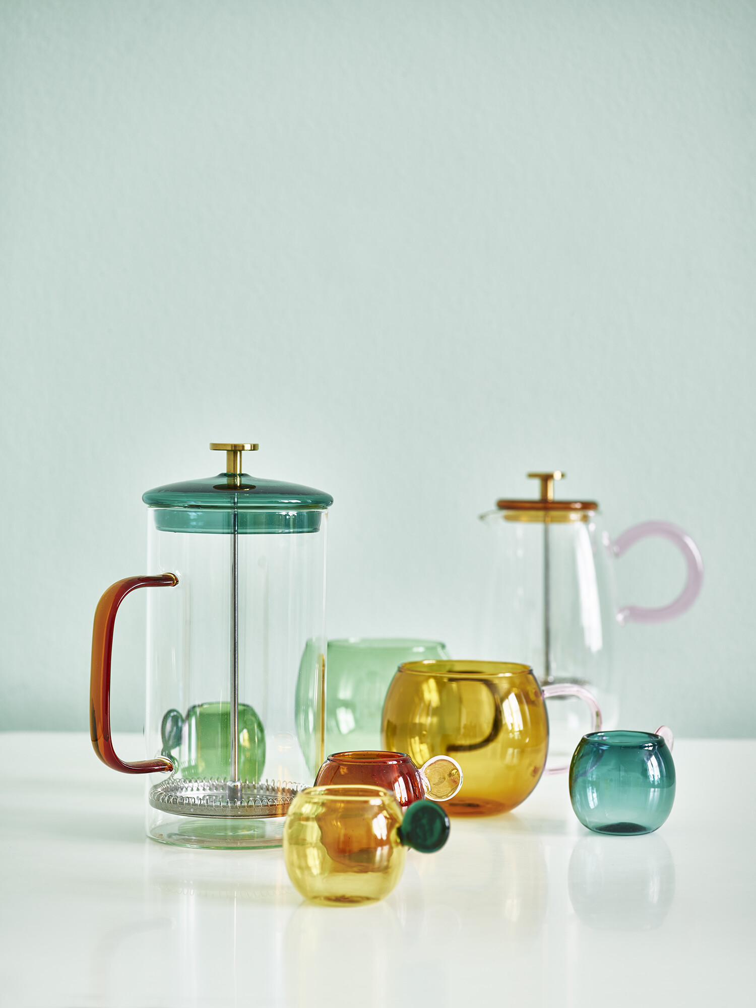 Kona Colourful Glass Espresso Coffee Cups Set of Four | Oliver Bonas