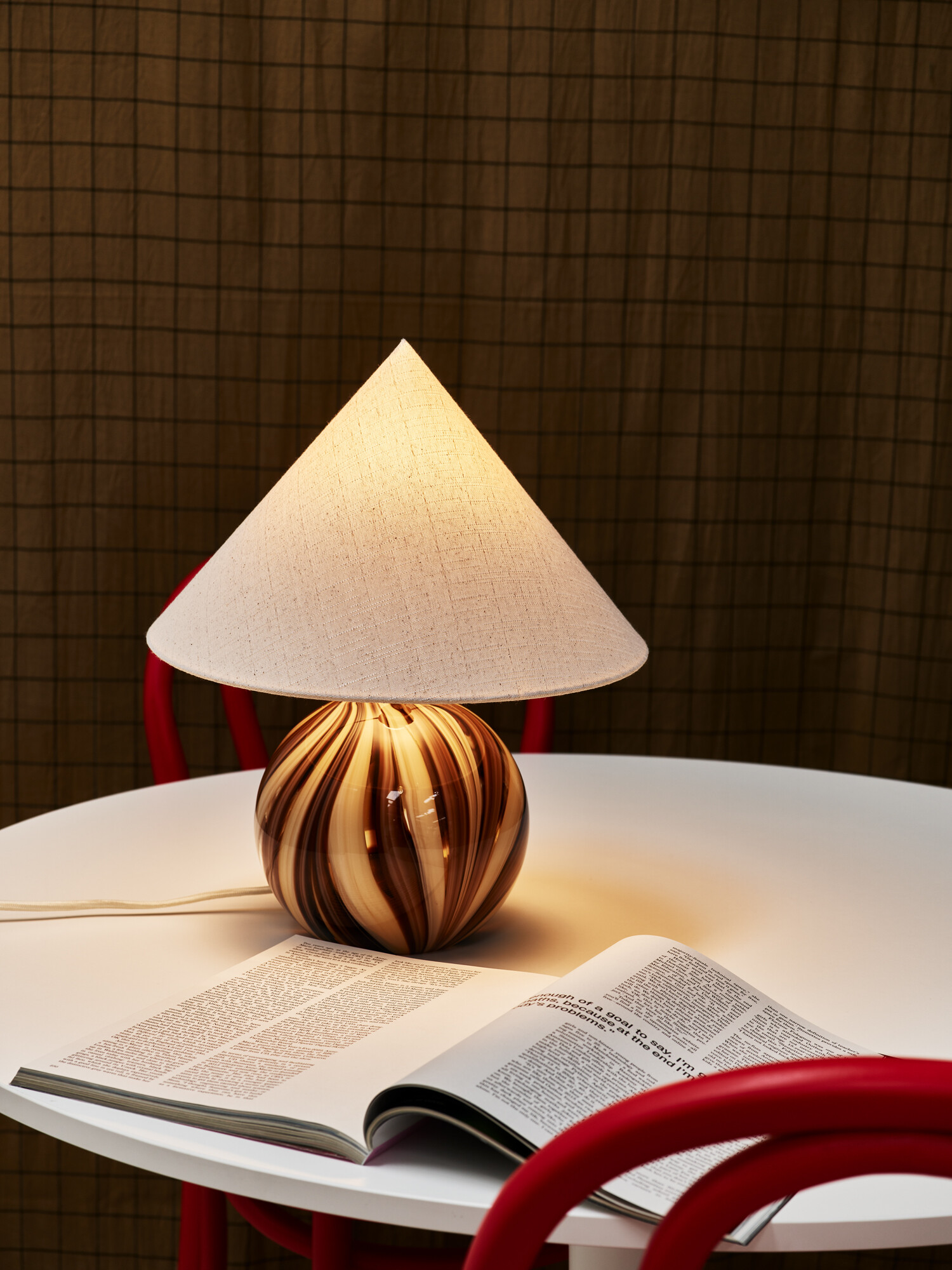 Inara Brown Swirl Glass Desk & Table Lamp | Oliver Bonas