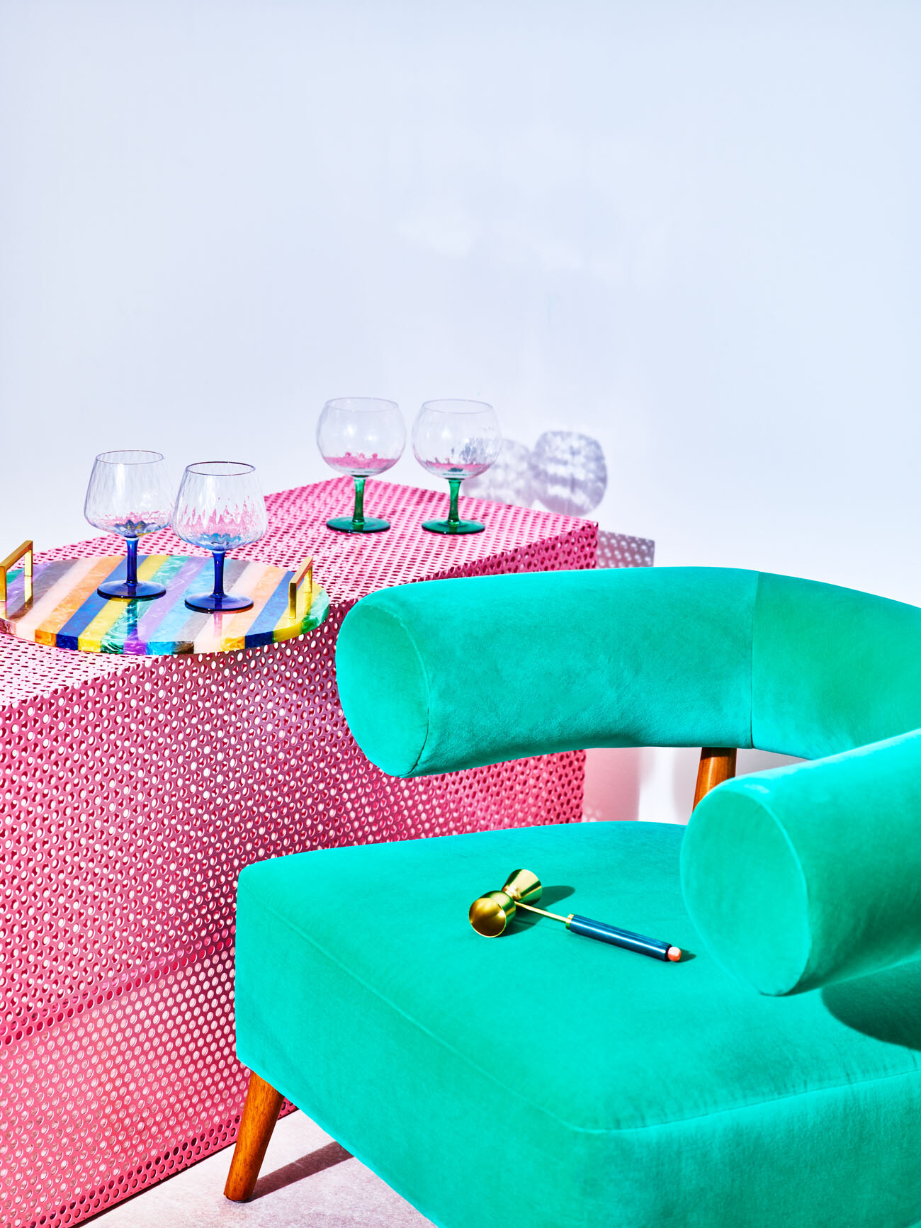 Rina Green Gin Glasses Set Of Two | Oliver Bonas