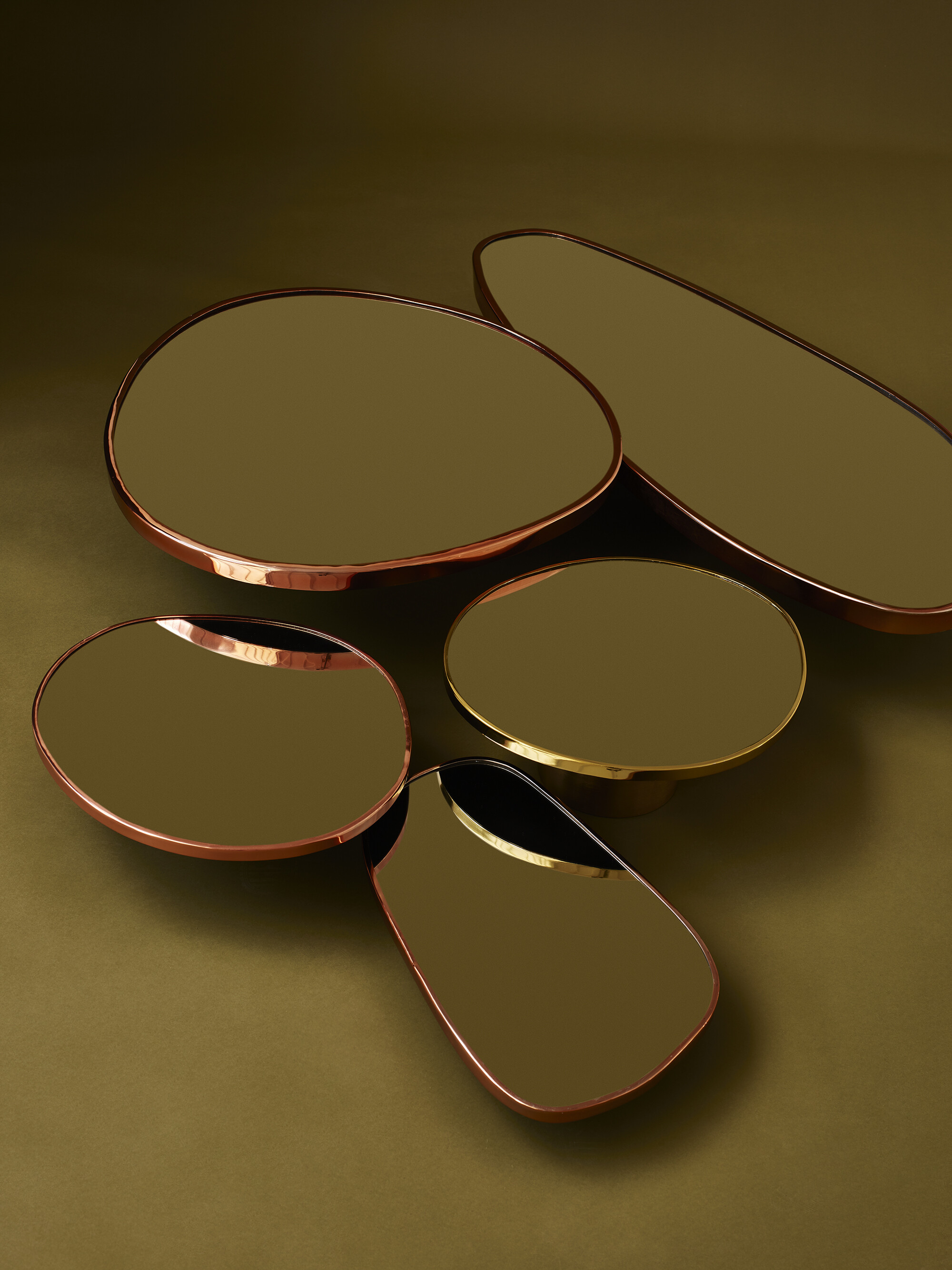Gold Metal Round Pebble Wall Mirror | Oliver Bonas