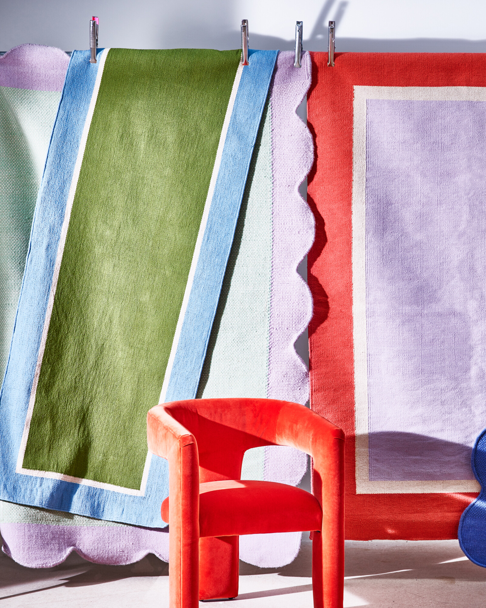 Elio Green Bordered Handwoven Cotton Runner Rug | Oliver Bonas