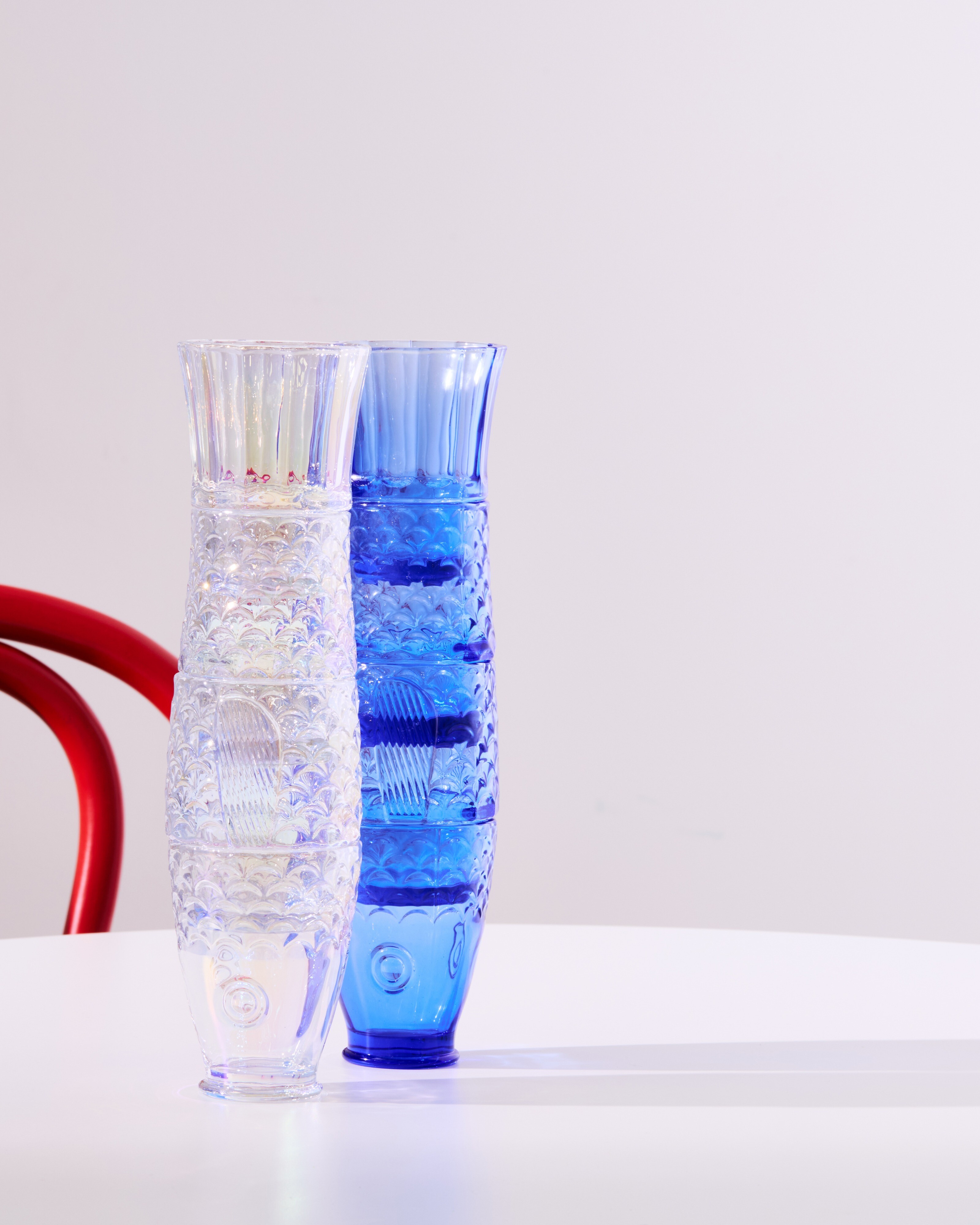 Fish Blue Glass Stacking Tumblers Set of Four | Oliver Bonas