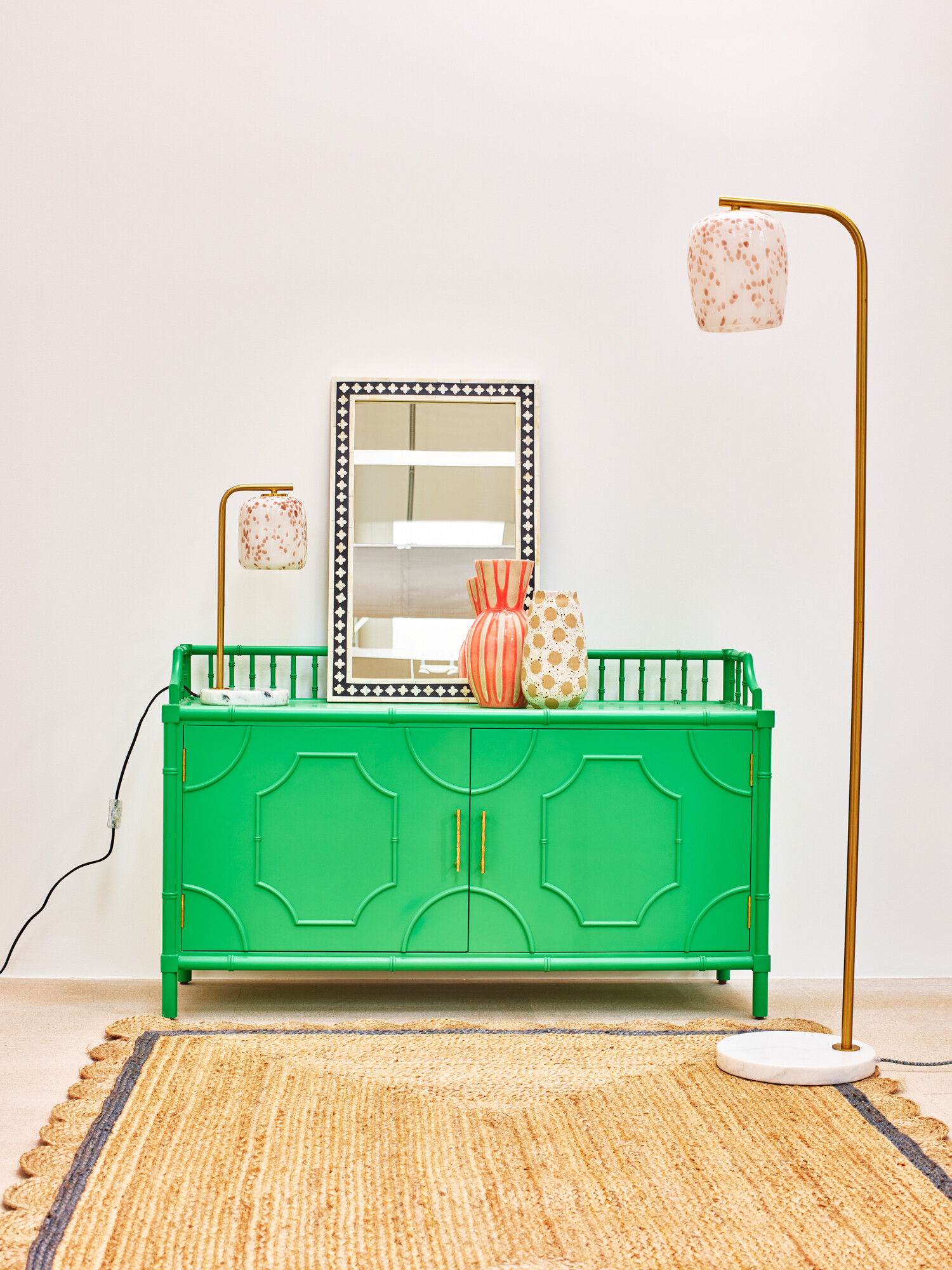 Cosmo Gold Glass & Marble Floor Lamp | Oliver Bonas