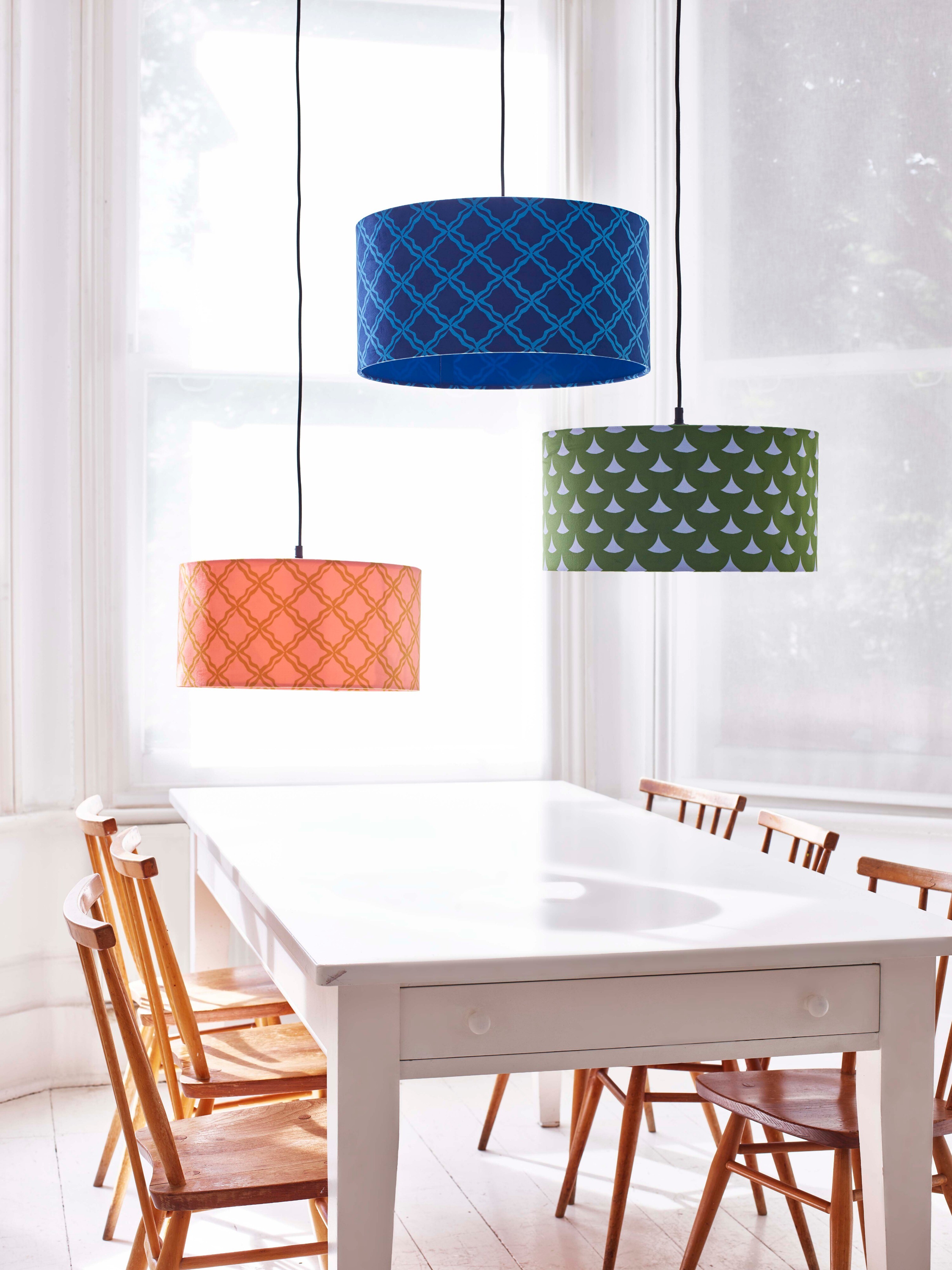 Walter Printed Green Velvet Pendant Lamp Shade | Oliver Bonas