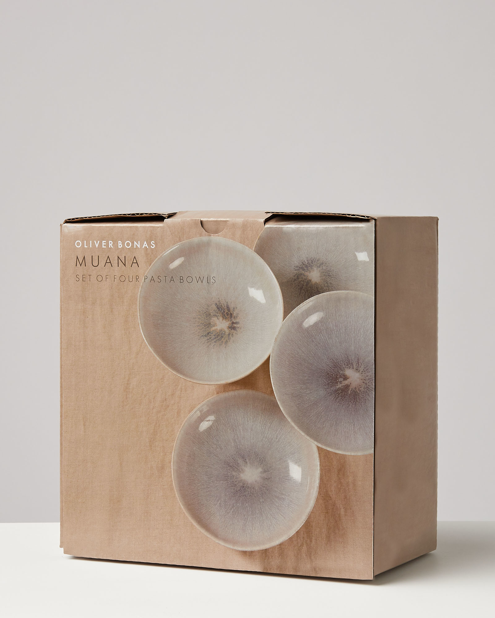 Muana Blue Reactive Glazed Stoneware Pasta Bowls Set of Four | Oliver Bonas