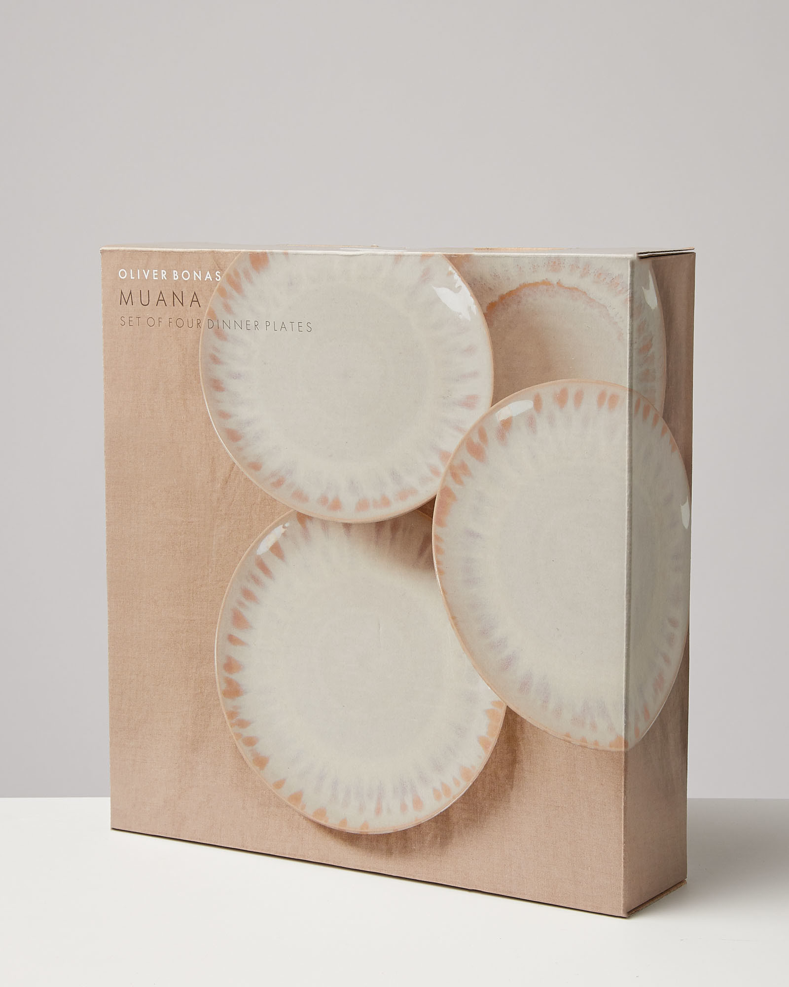 Muana White Reactive Glazed Stoneware Dinner Plates Set of Four ...