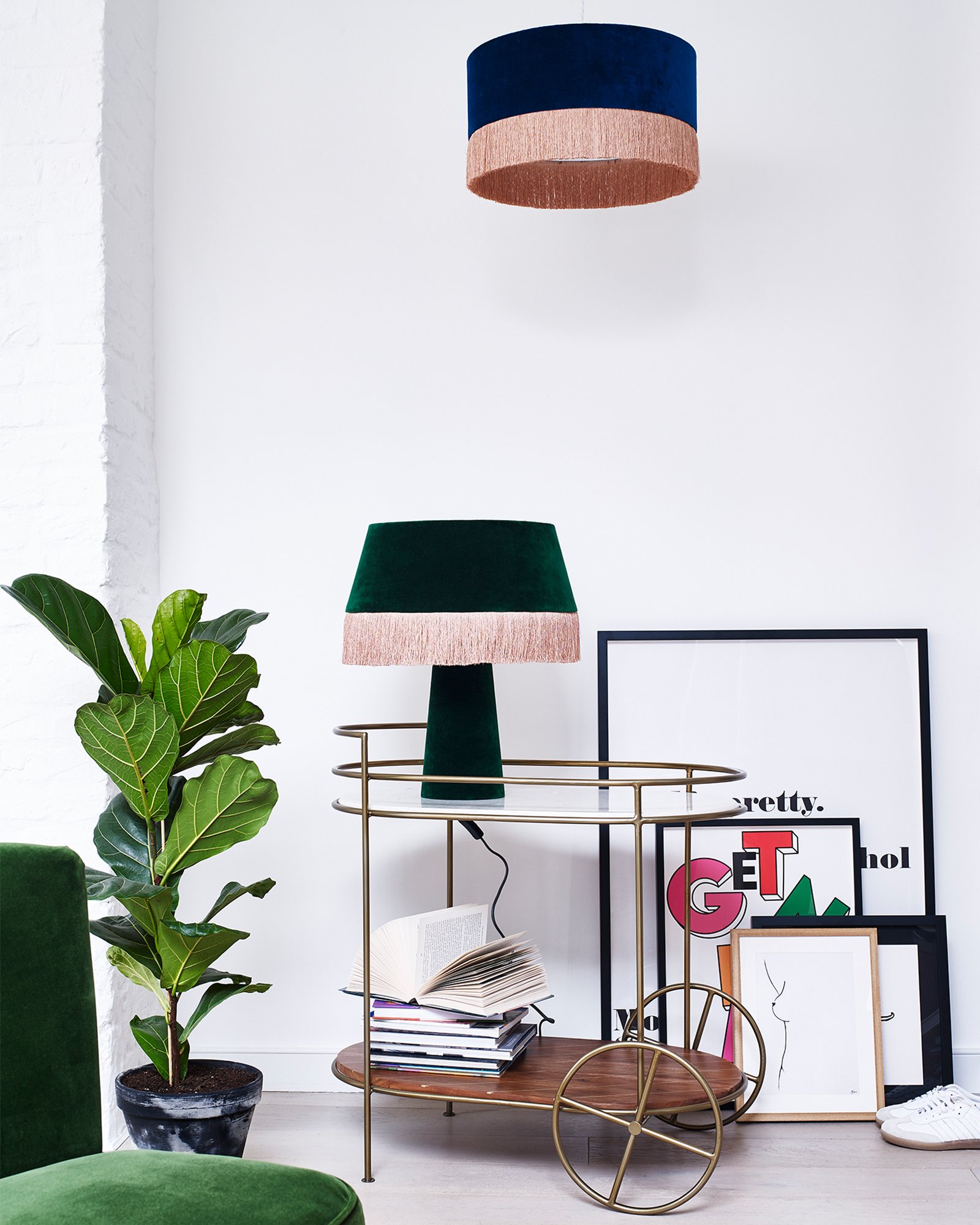 Ero Velvet & Tassel Desk & Table Lamp | Oliver Bonas