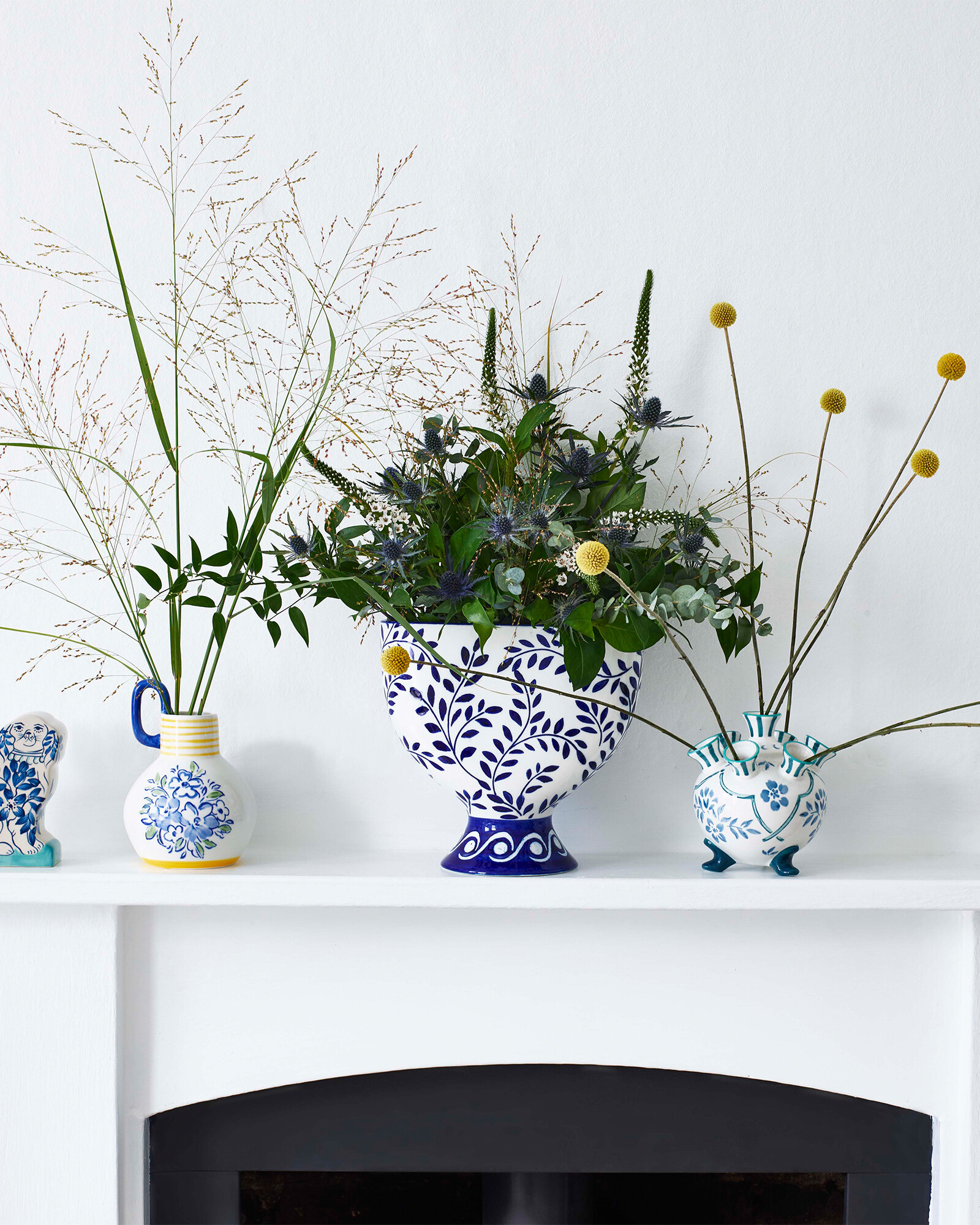 Blythe Handpainted Blue & Yellow Ceramic Vase Small | Oliver Bonas