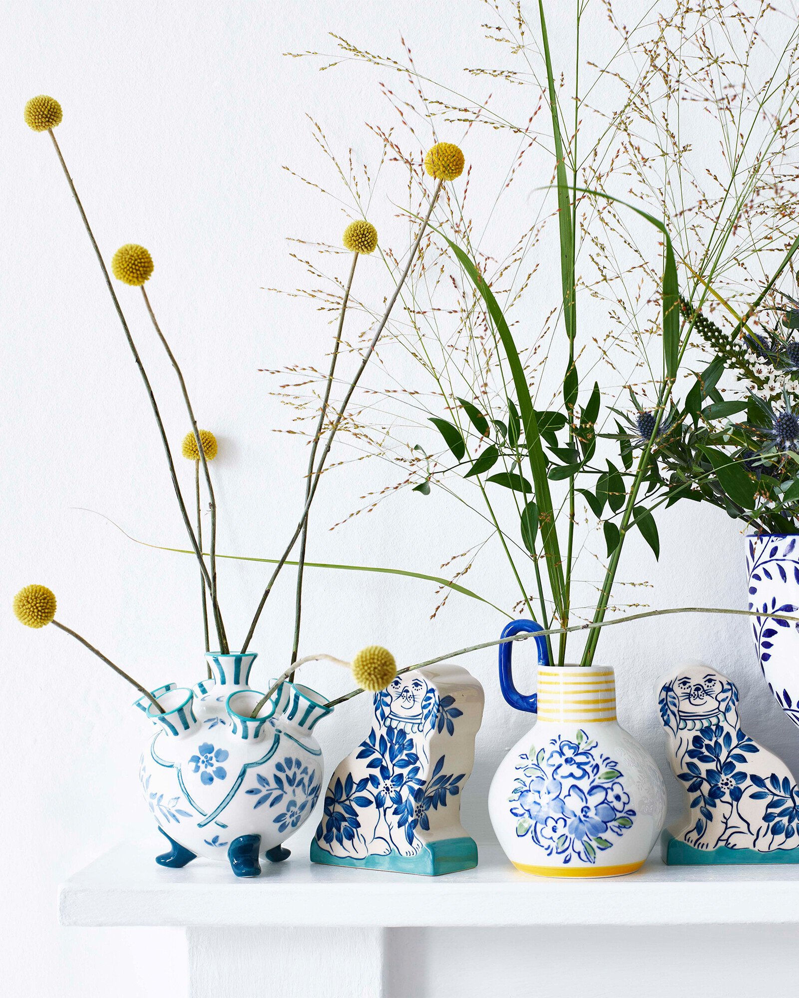 Blythe Handpainted Blue & Yellow Ceramic Vase Small | Oliver Bonas