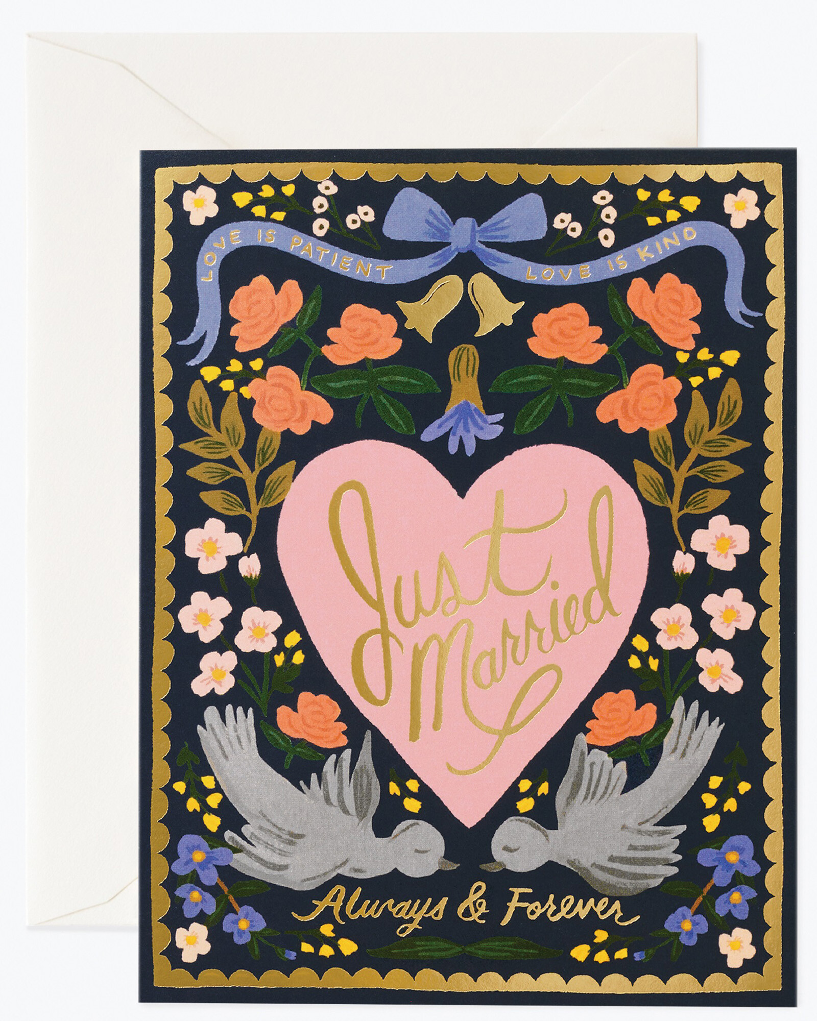 Just Married Love Birds Wedding Card | Oliver Bonas