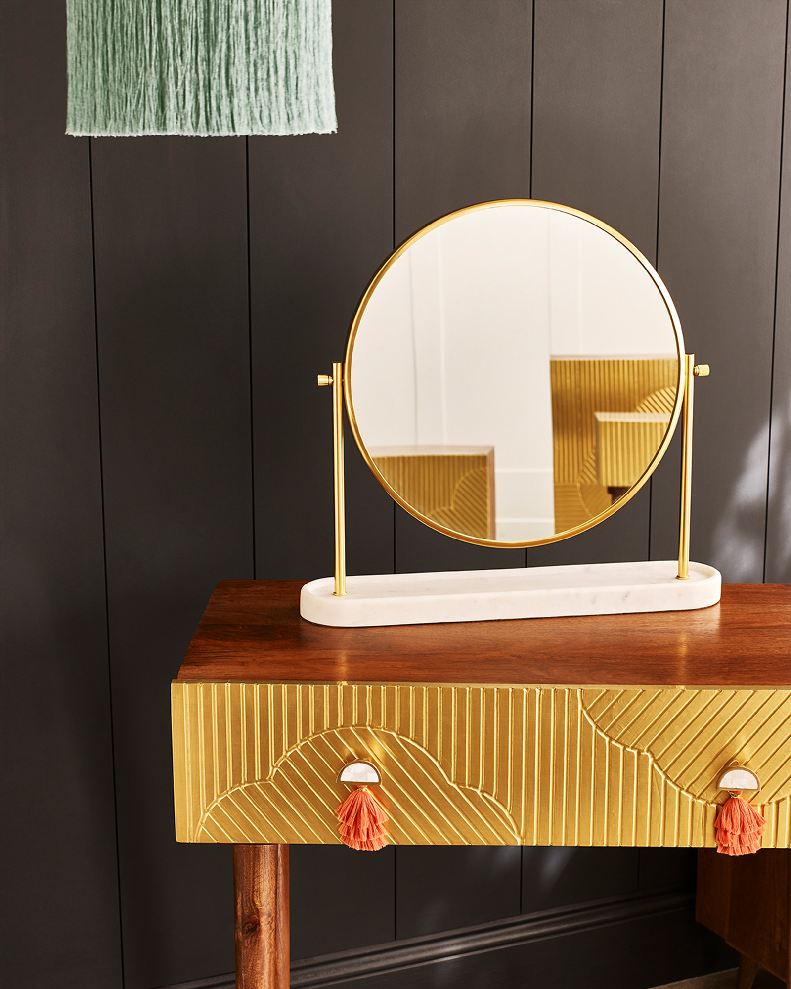 Round Marble Dressing Table Mirror | Oliver Bonas