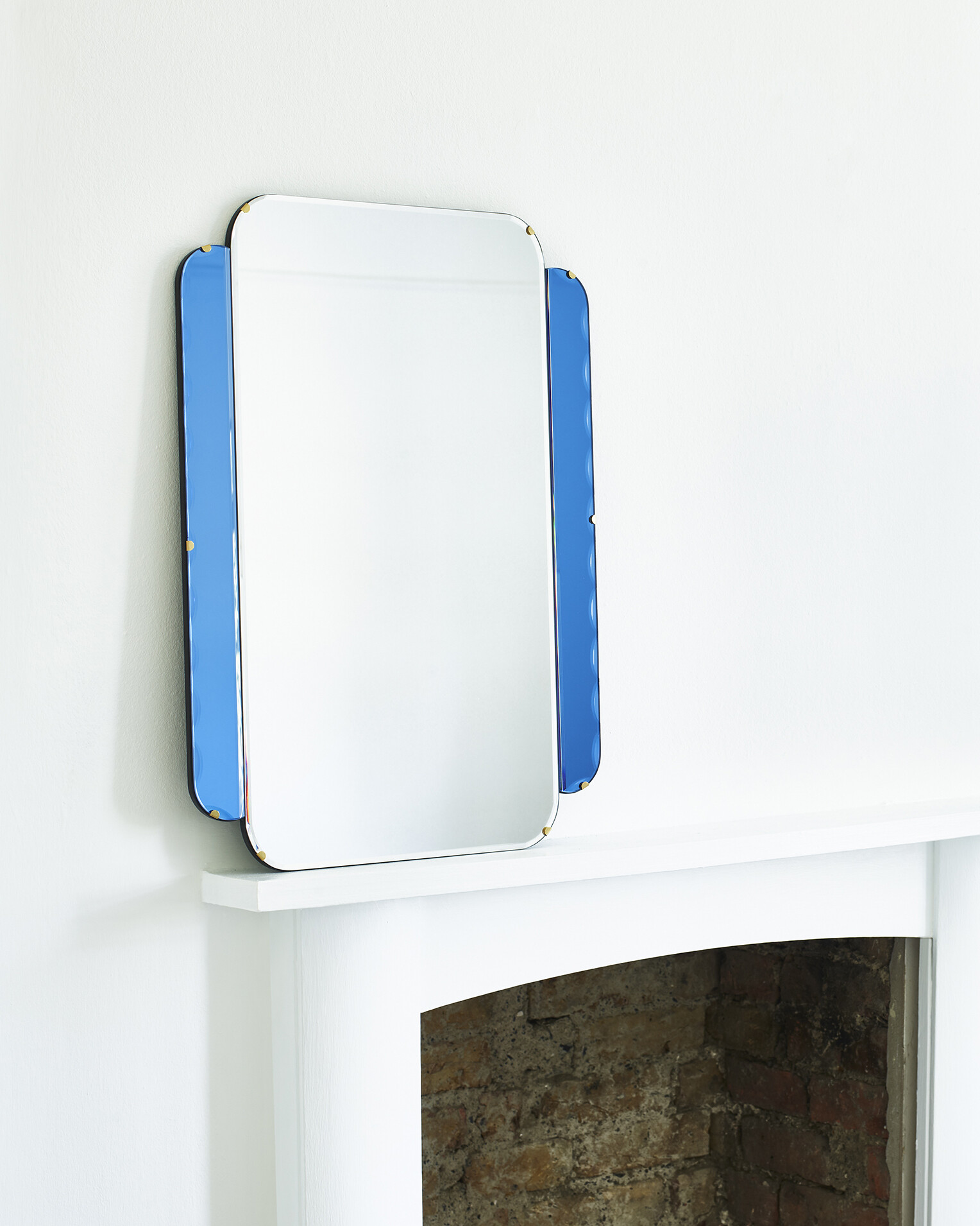 Clément Blue Glass Rectangular Wall Mirror | Oliver Bonas