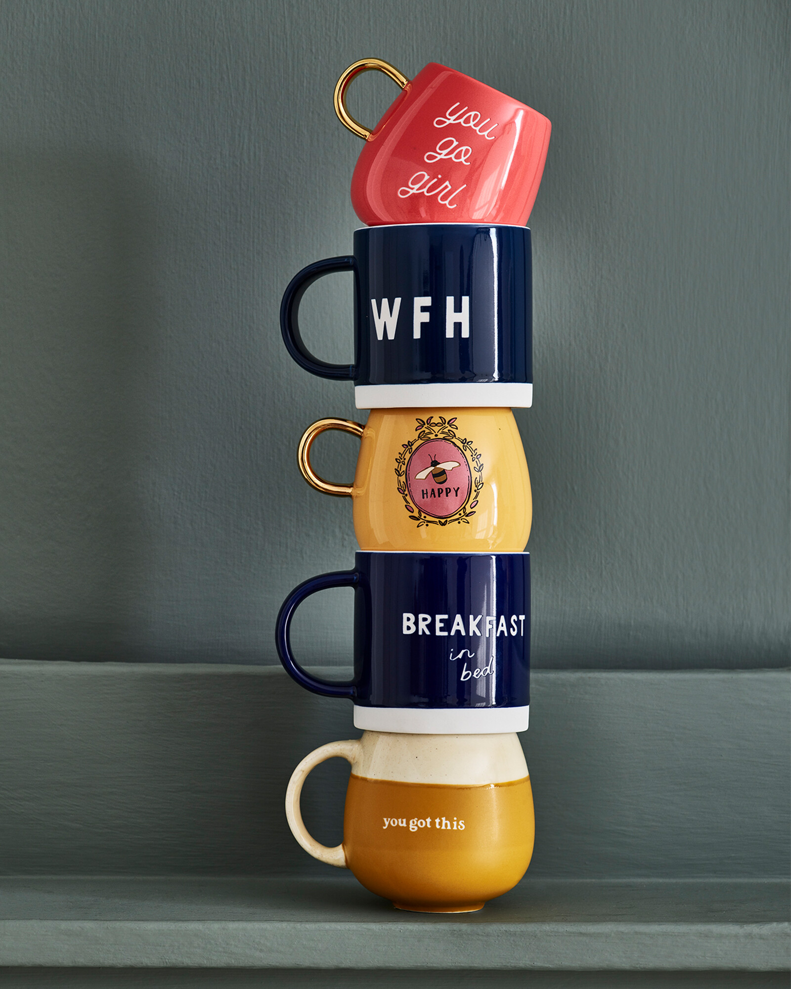 WFH Blue Ceramic Mug | Oliver Bonas
