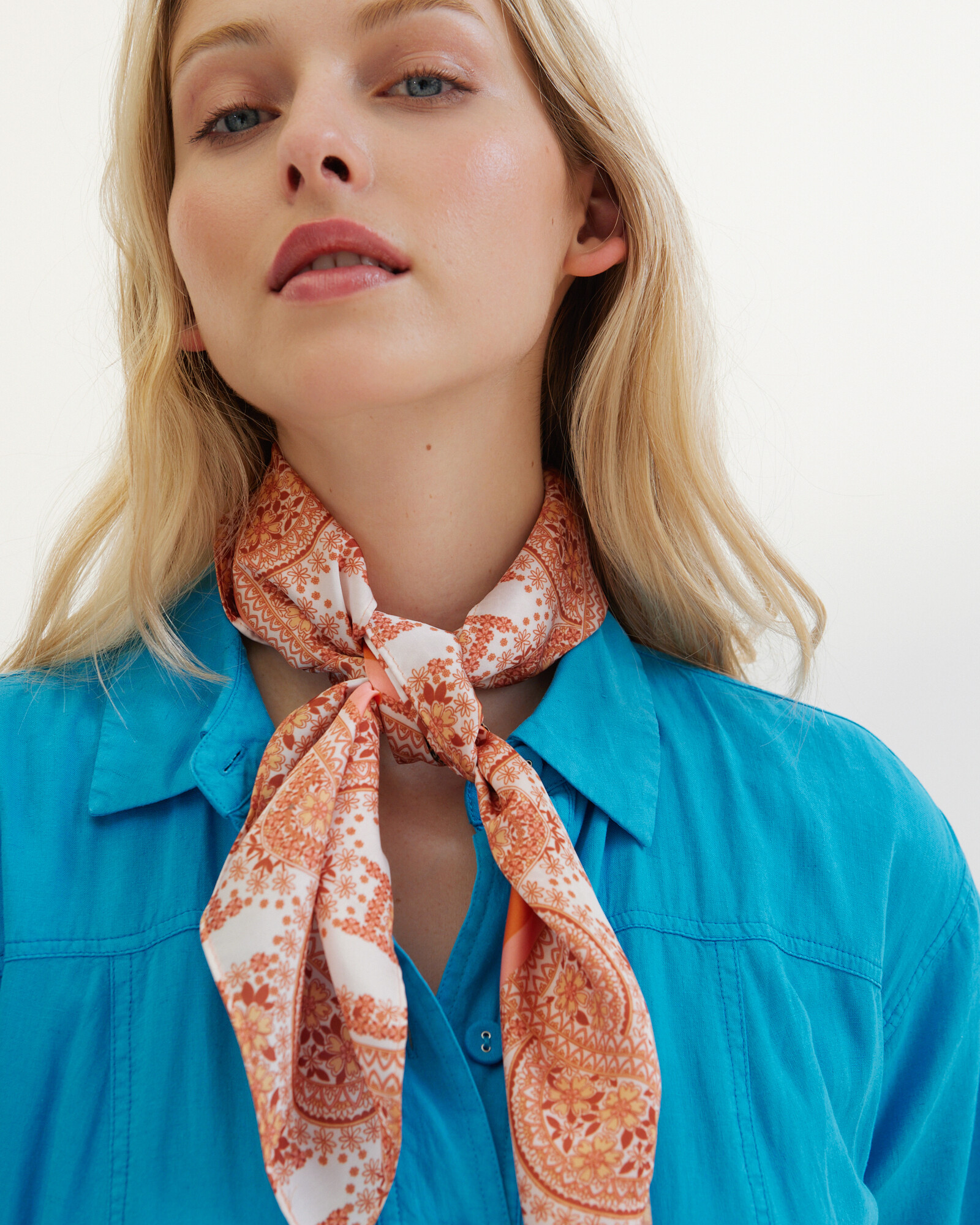 Ornate Floral Leopard Orange Square Scarf | Oliver Bonas