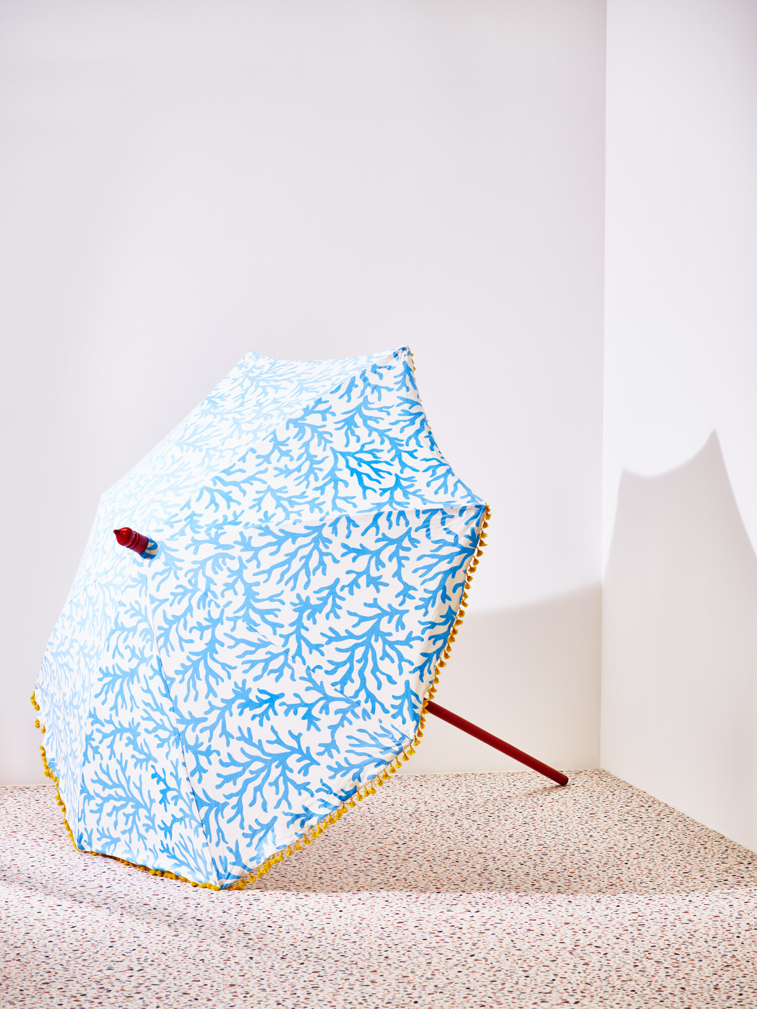 Blue Coral Fabric Garden Parasol | Oliver Bonas