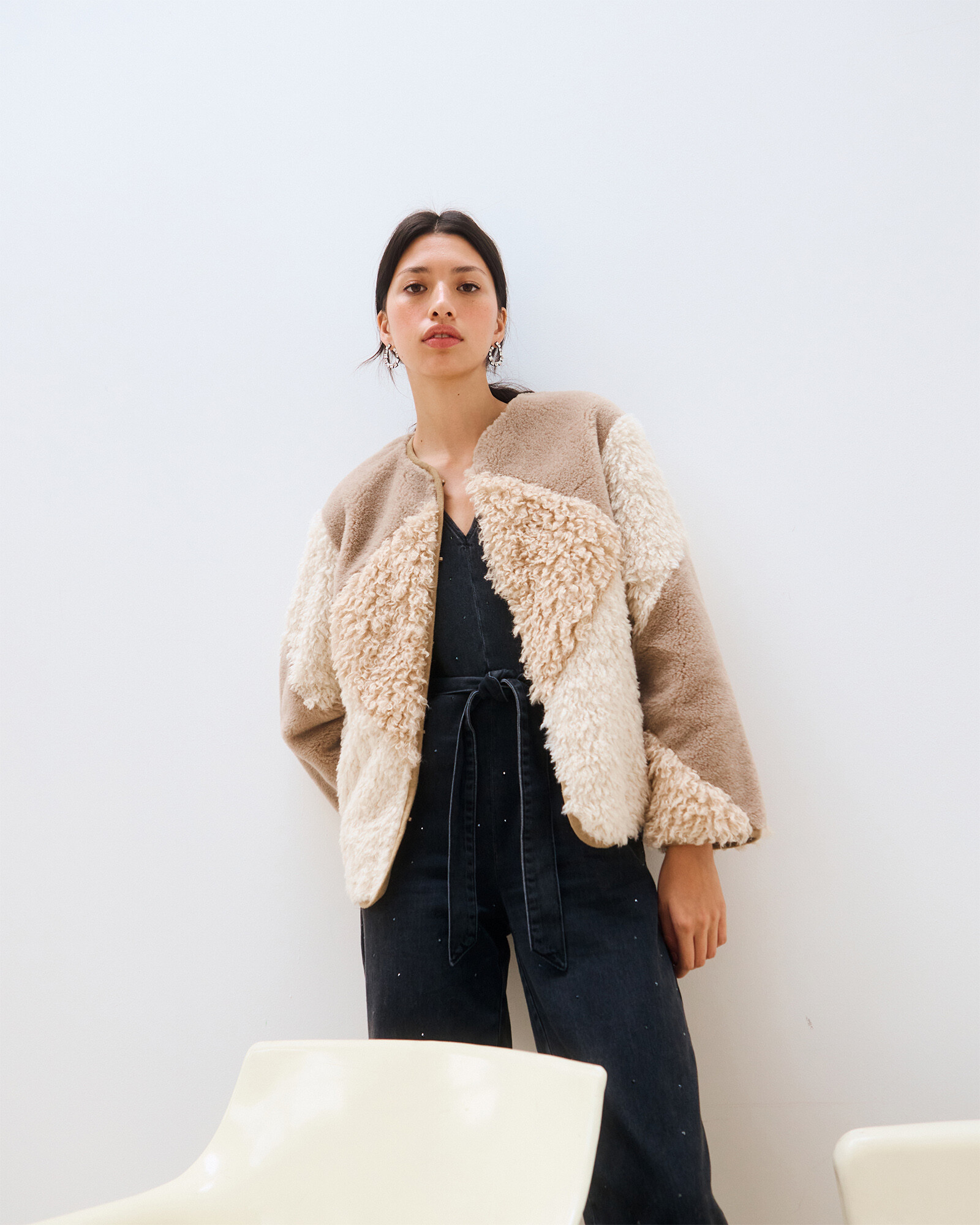 Brown Patchwork Faux Fur Jacket | Oliver Bonas
