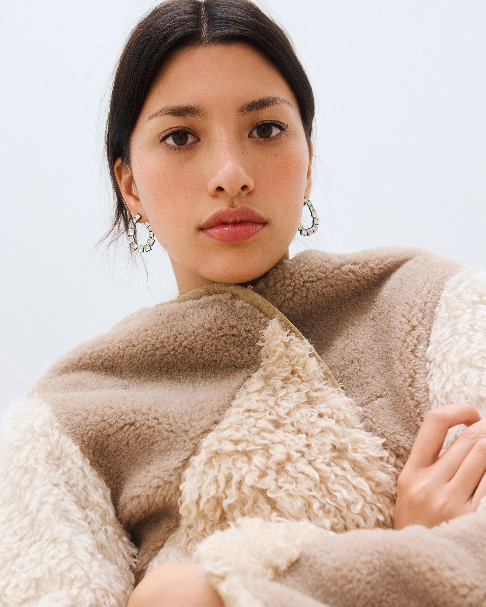 Brown Patchwork Faux Fur Jacket | Oliver Bonas