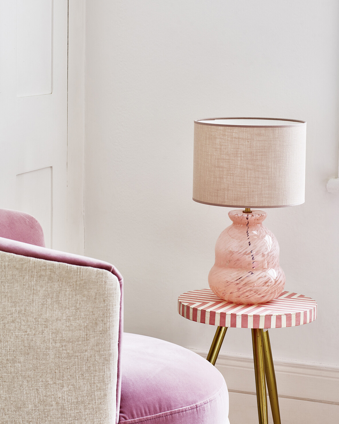 Oakley Pink Glass Desk & Table Lamp | Oliver Bonas