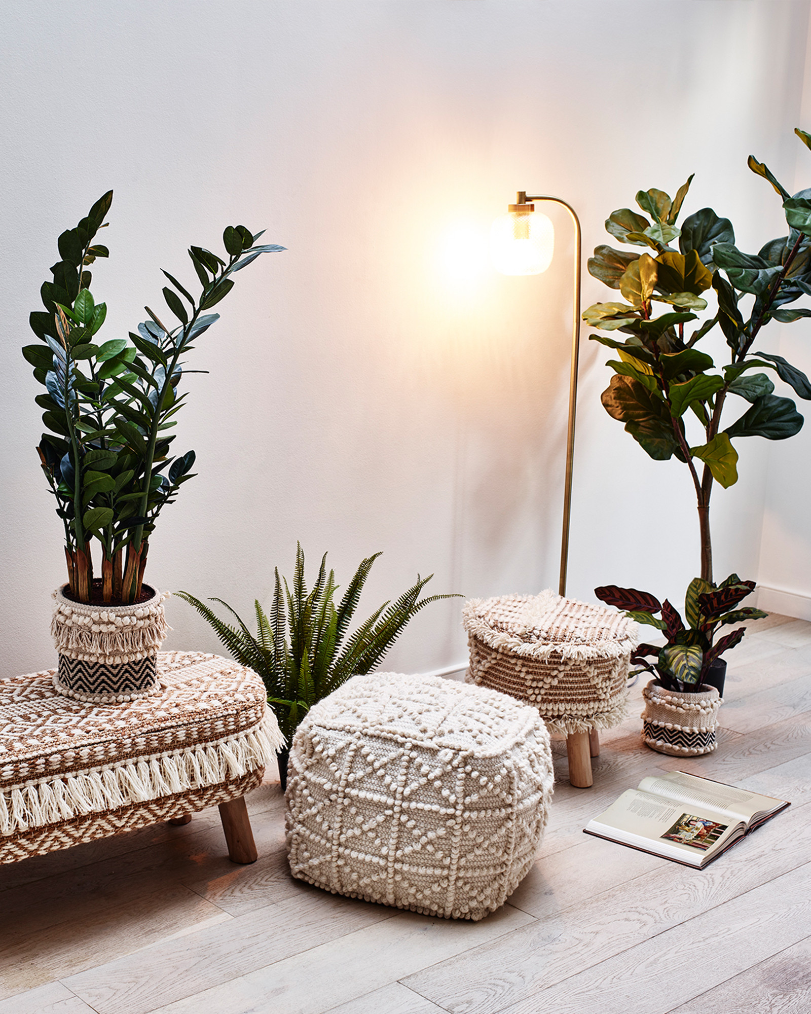 Textured Square Pouffe | Oliver Bonas