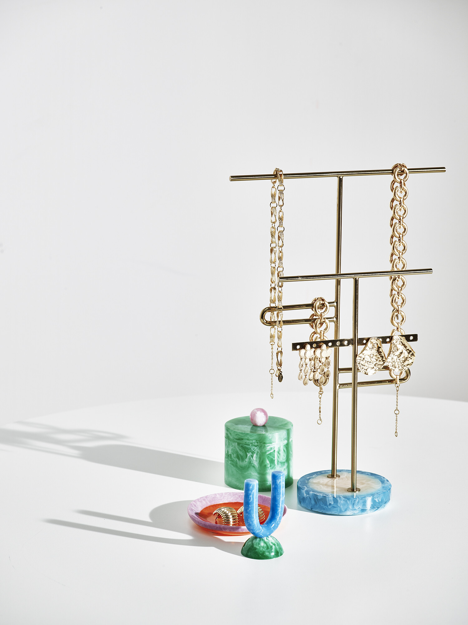 Blue Resin Gold Jewellery Stand | Oliver Bonas