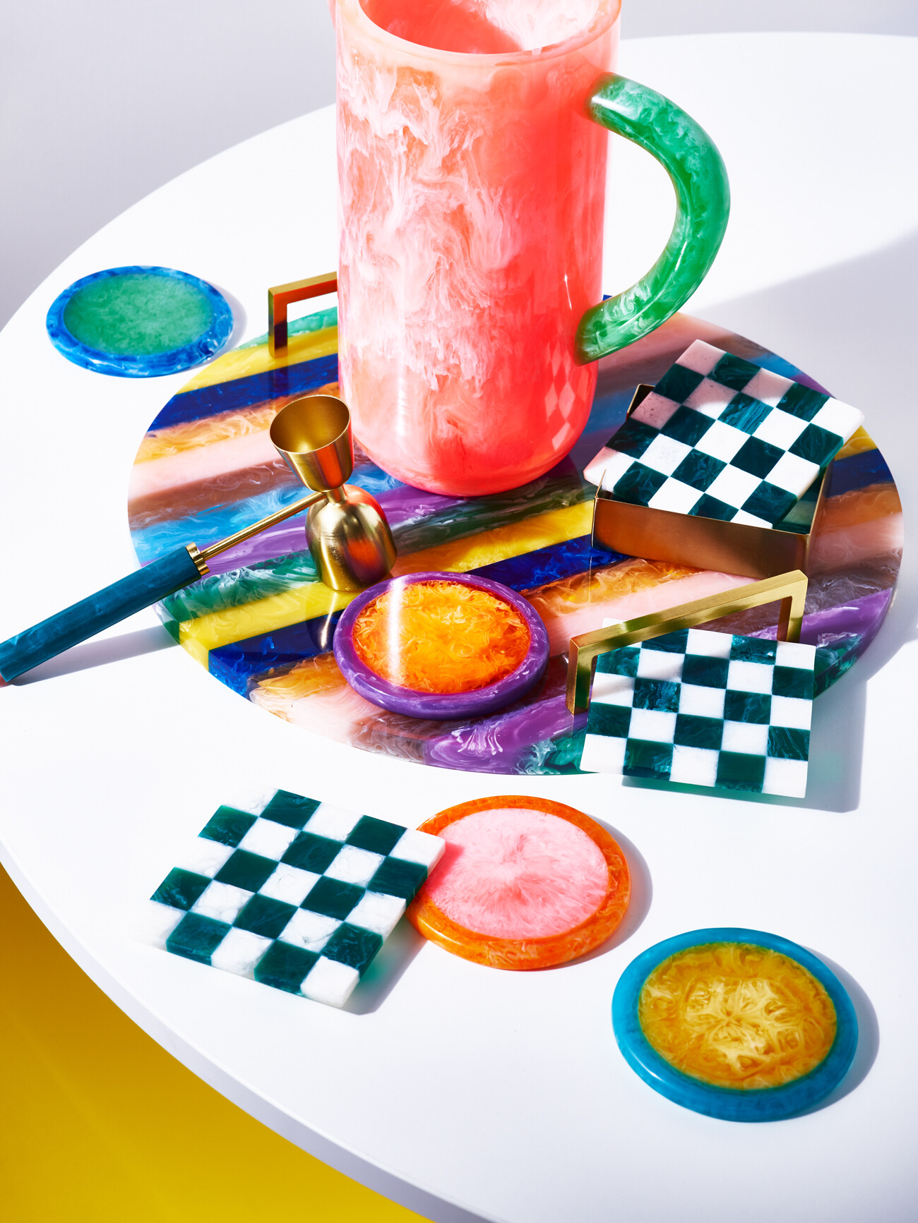 Rayos Pink & Green Resin Serving Jug | Oliver Bonas