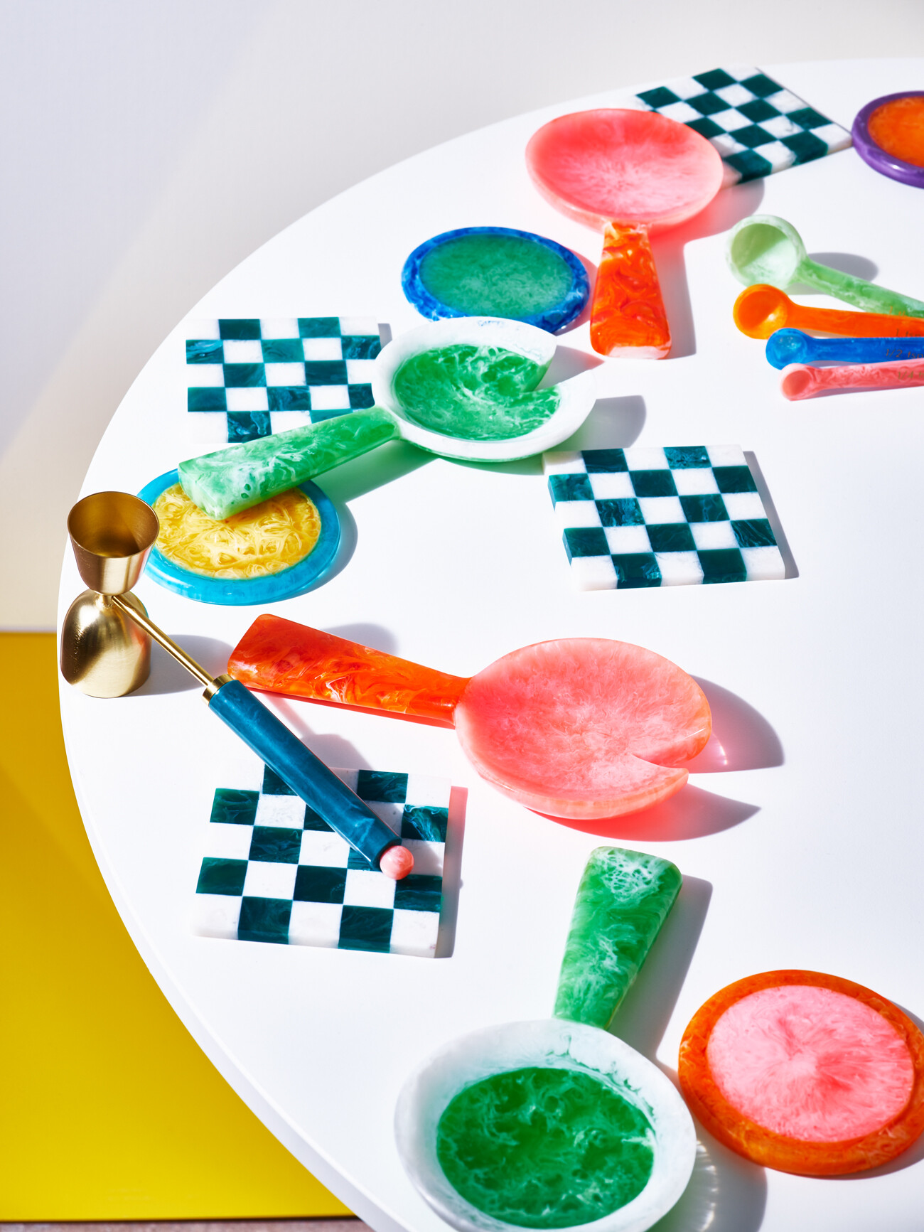 Chequerboard Resin Coasters Set of Four | Oliver Bonas