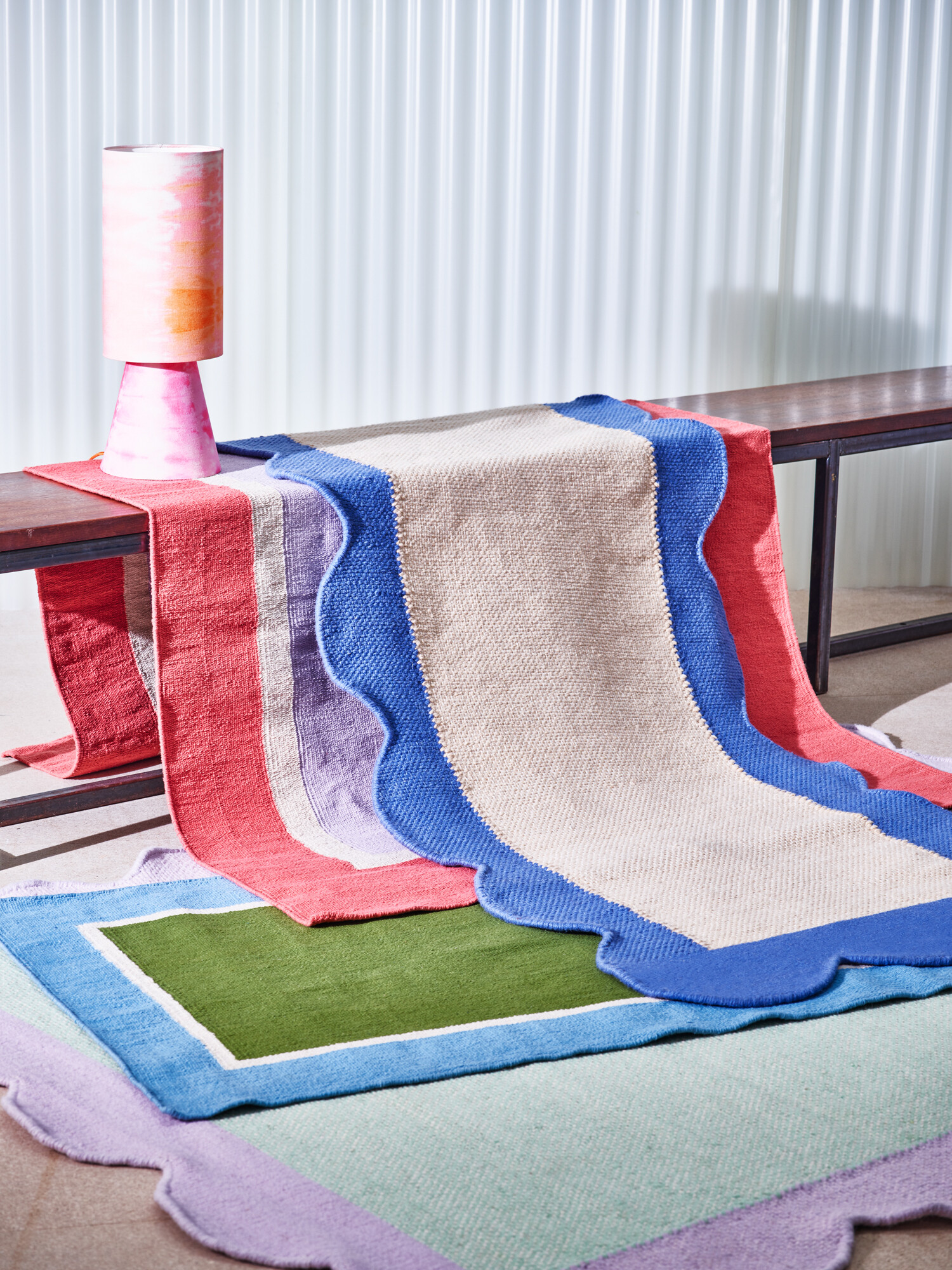 Cecily Handwoven Scalloped Green Rug 140x200 | Oliver Bonas