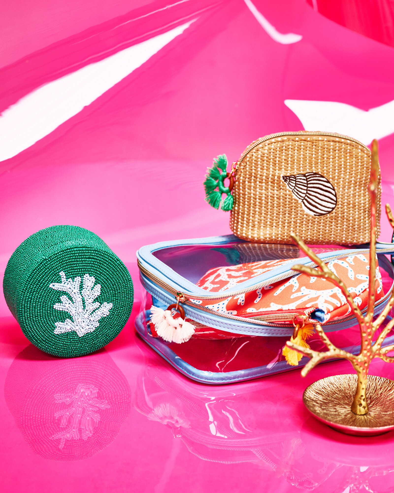 Shell Make Up Bags Set of Three | Oliver Bonas