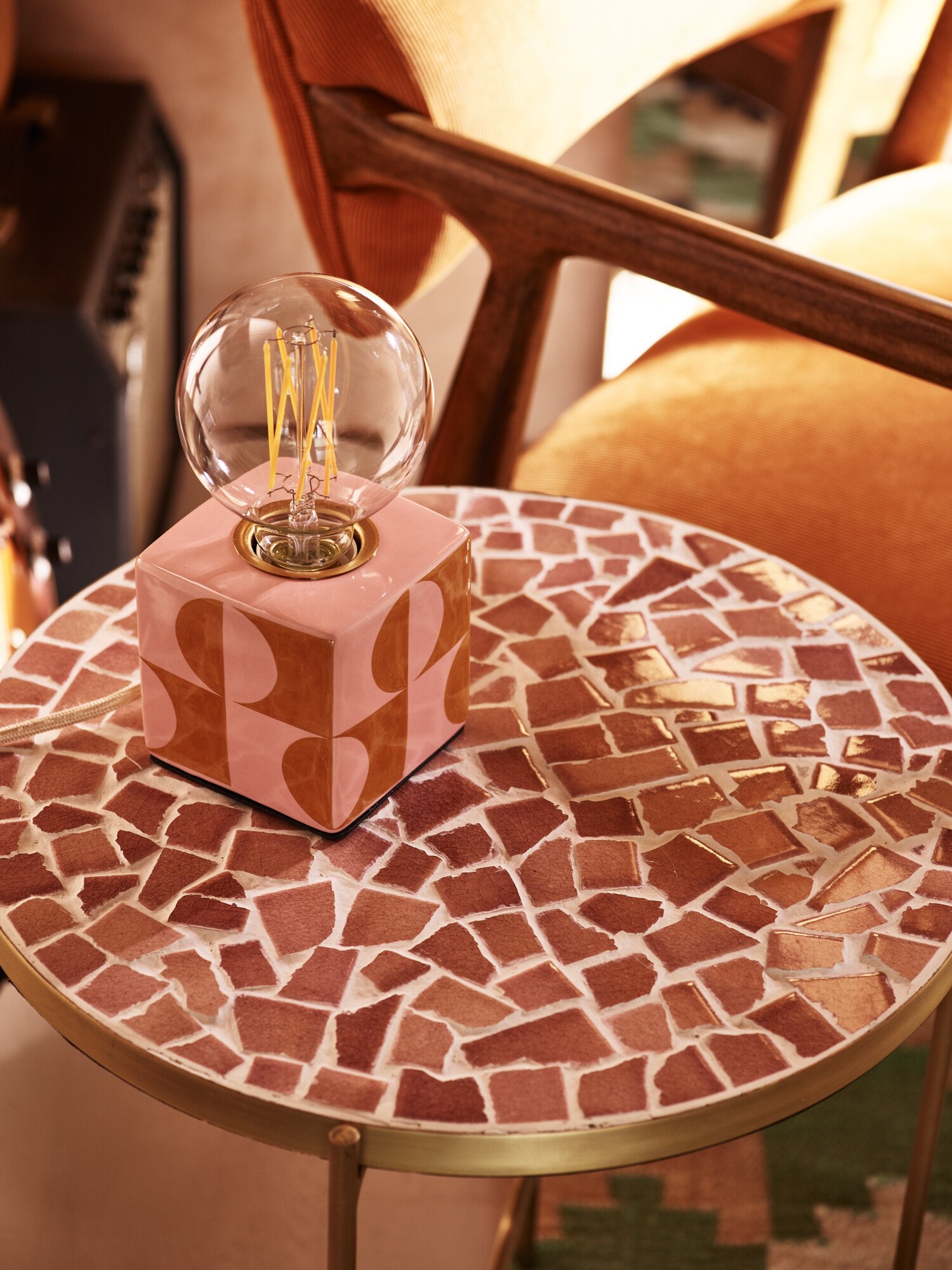 Tiled Pink Metal Side Table | Oliver Bonas