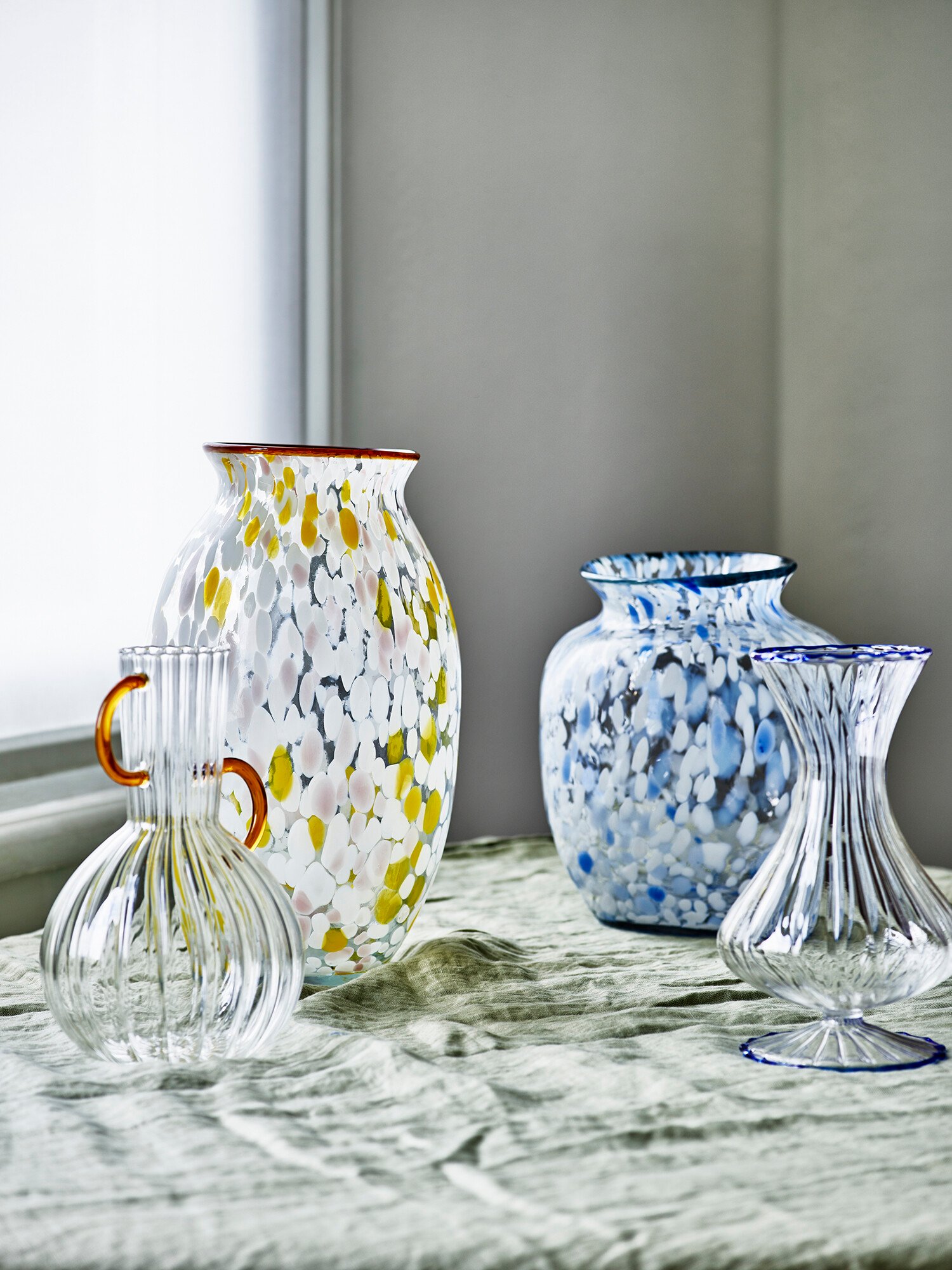 Peggy Yellow Spot Clear Glass Vase | Oliver Bonas