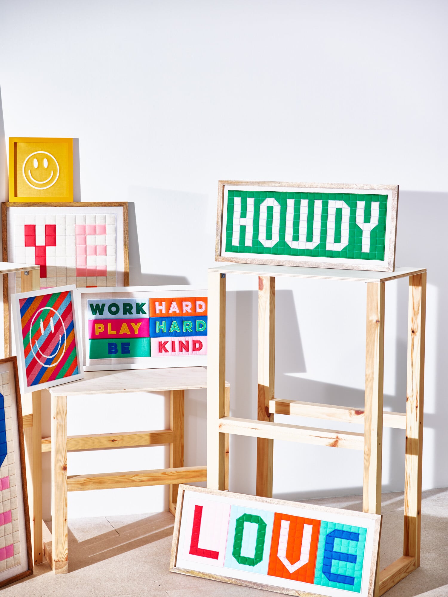 Work Hard Applique Fabric Framed Wall Art | Oliver Bonas