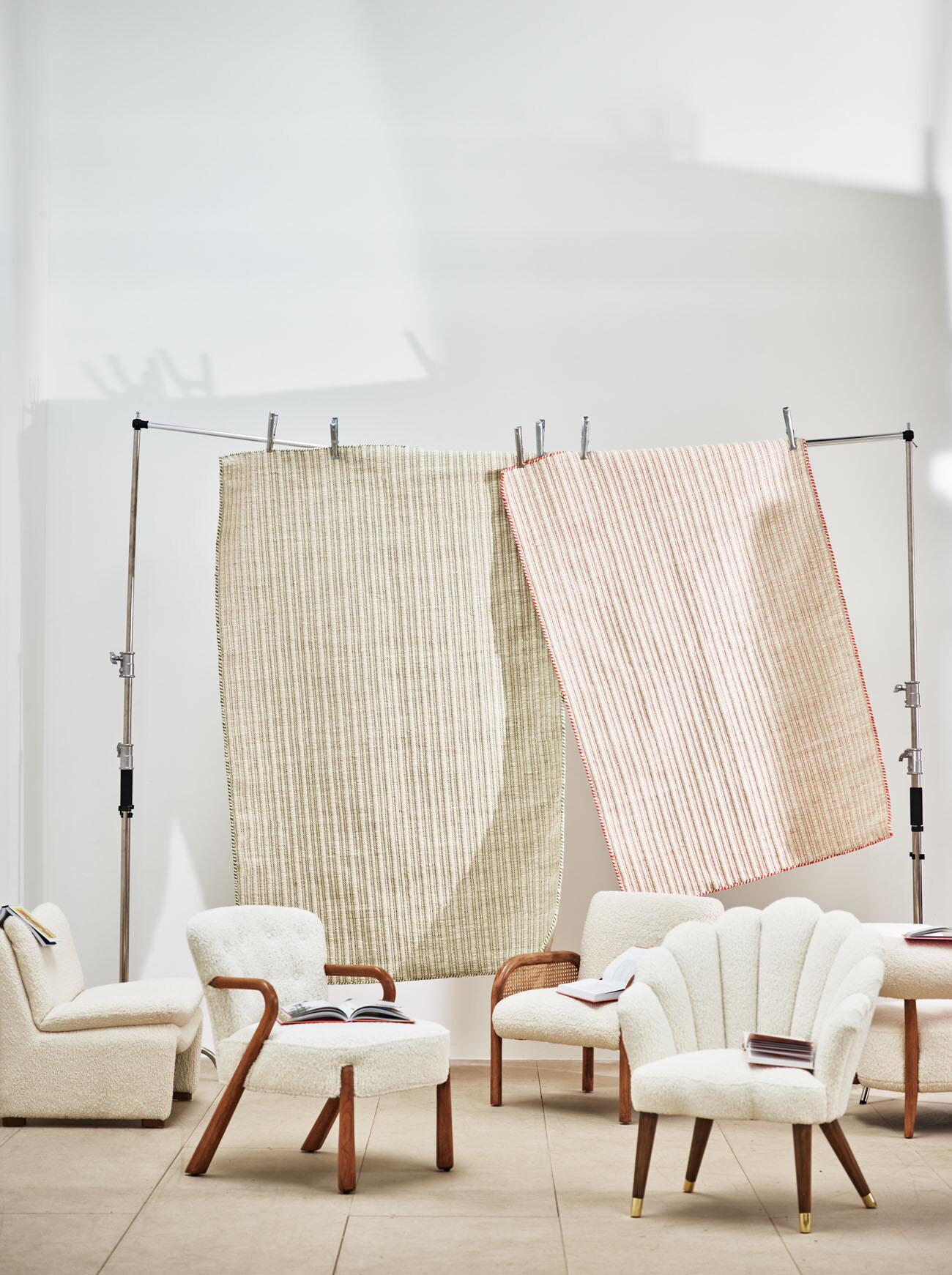 Cereza Green Striped Wool Blend Rug 200x140cm | Oliver Bonas