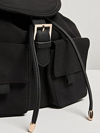 Milani Black Fabric Double Pocket Backpack | Oliver Bonas