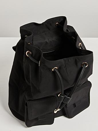 Milani Black Fabric Double Pocket Backpack | Oliver Bonas