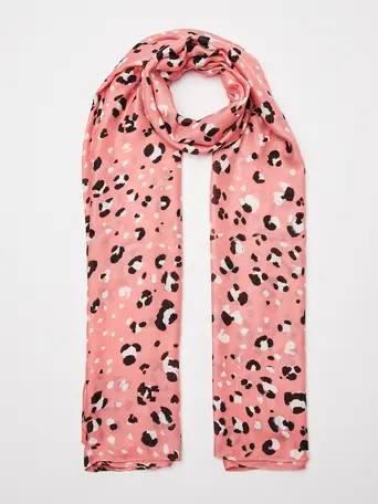 Animal Snow Leopard Print Lightweight Scarf | Oliver Bonas