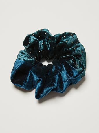 Alanis Studded Velvet Blue Hair Scrunchie | Oliver Bonas