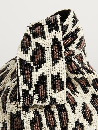 Lola Beaded Leopard Print Brown Clutch Bag | Oliver Bonas