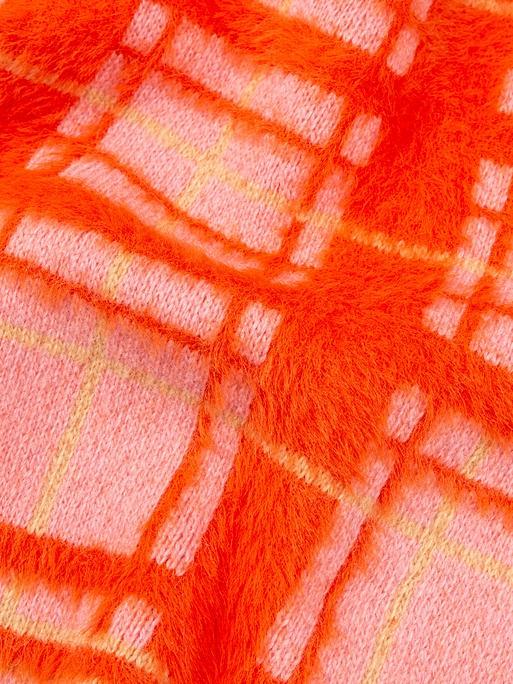 Lash Check Orange Knitted Scarf | Oliver Bonas