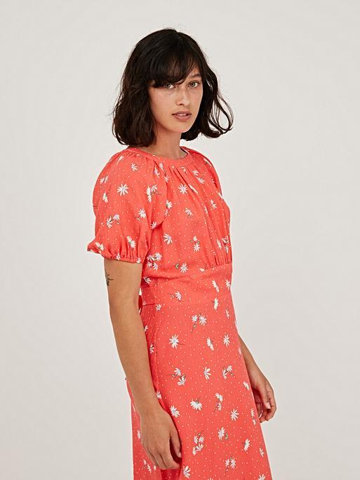 Daisy Print Pink Midi Dress | Oliver Bonas