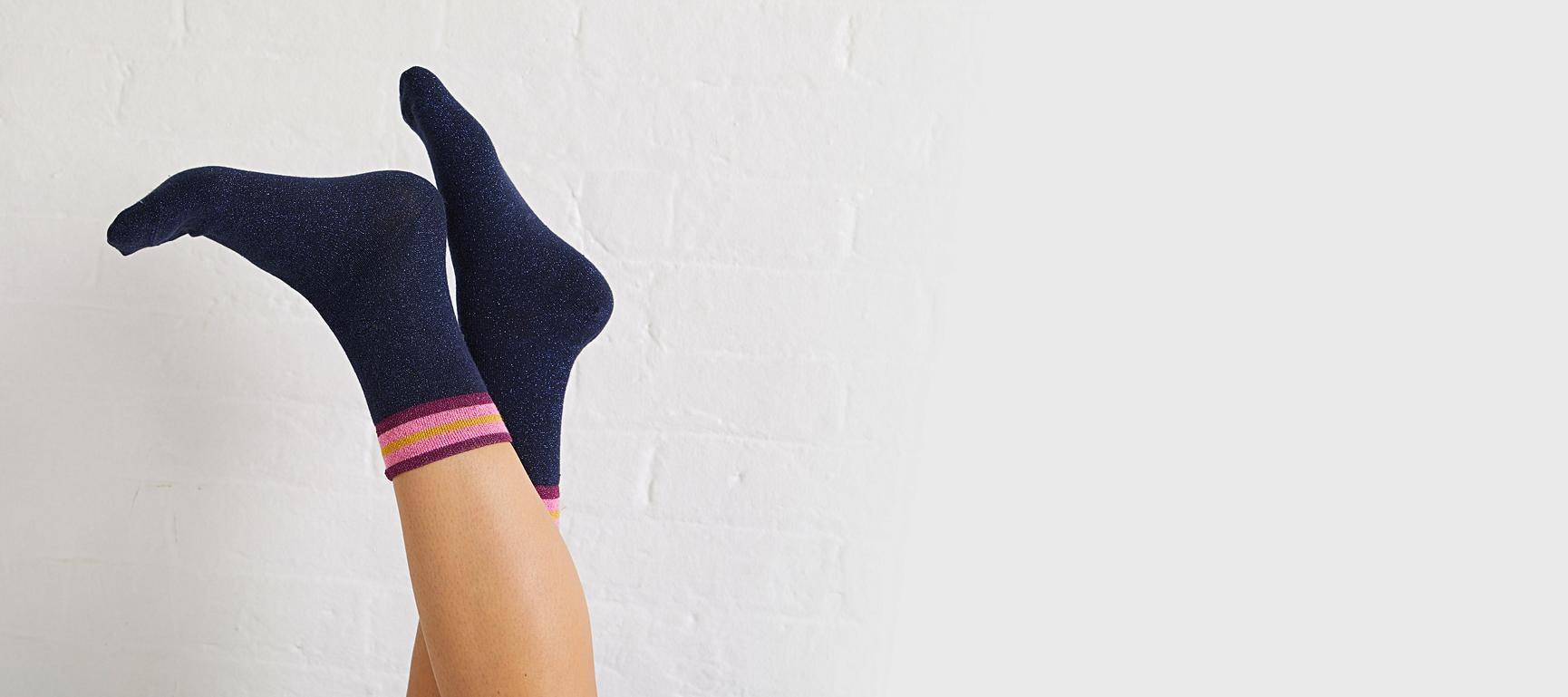 Stripe Welt Shimmer Socks | Oliver Bonas