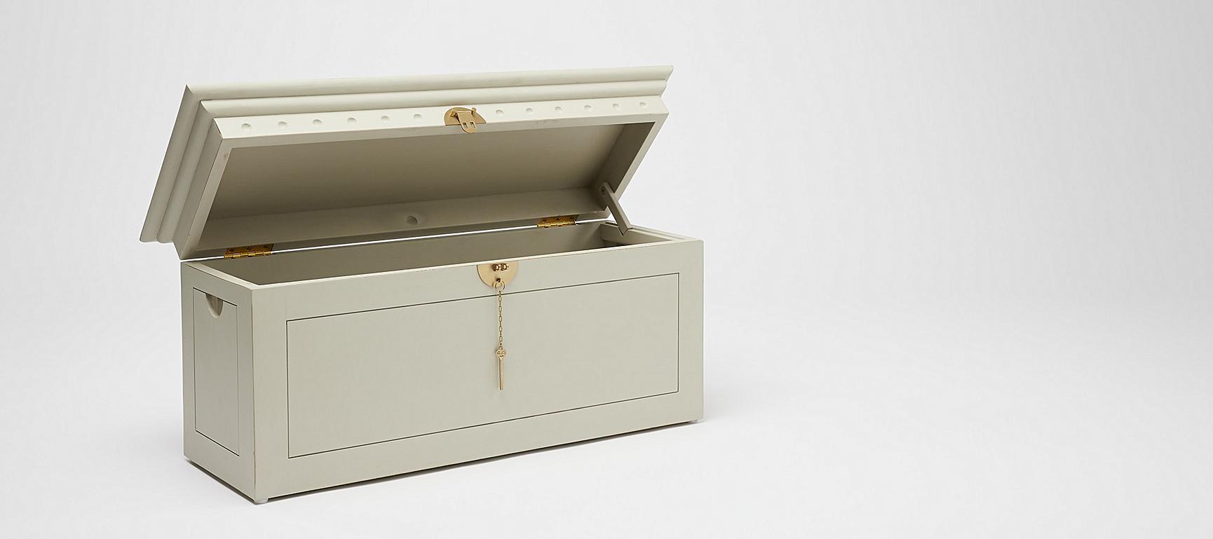 Iro Distressed Grey Mahogany Wood Storage Trunk Small | Oliver Bonas