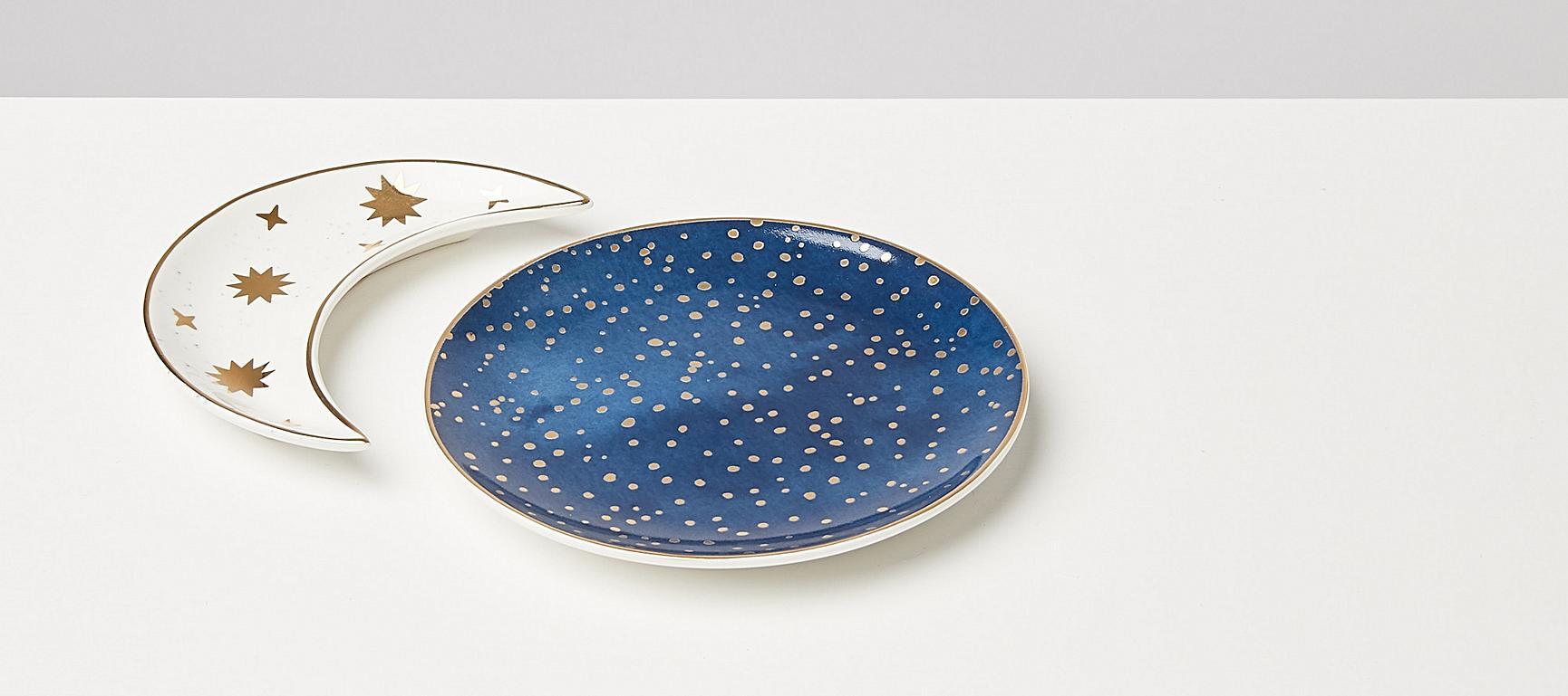 Moon Phase Ceramic Trays Set of Two | Oliver Bonas
