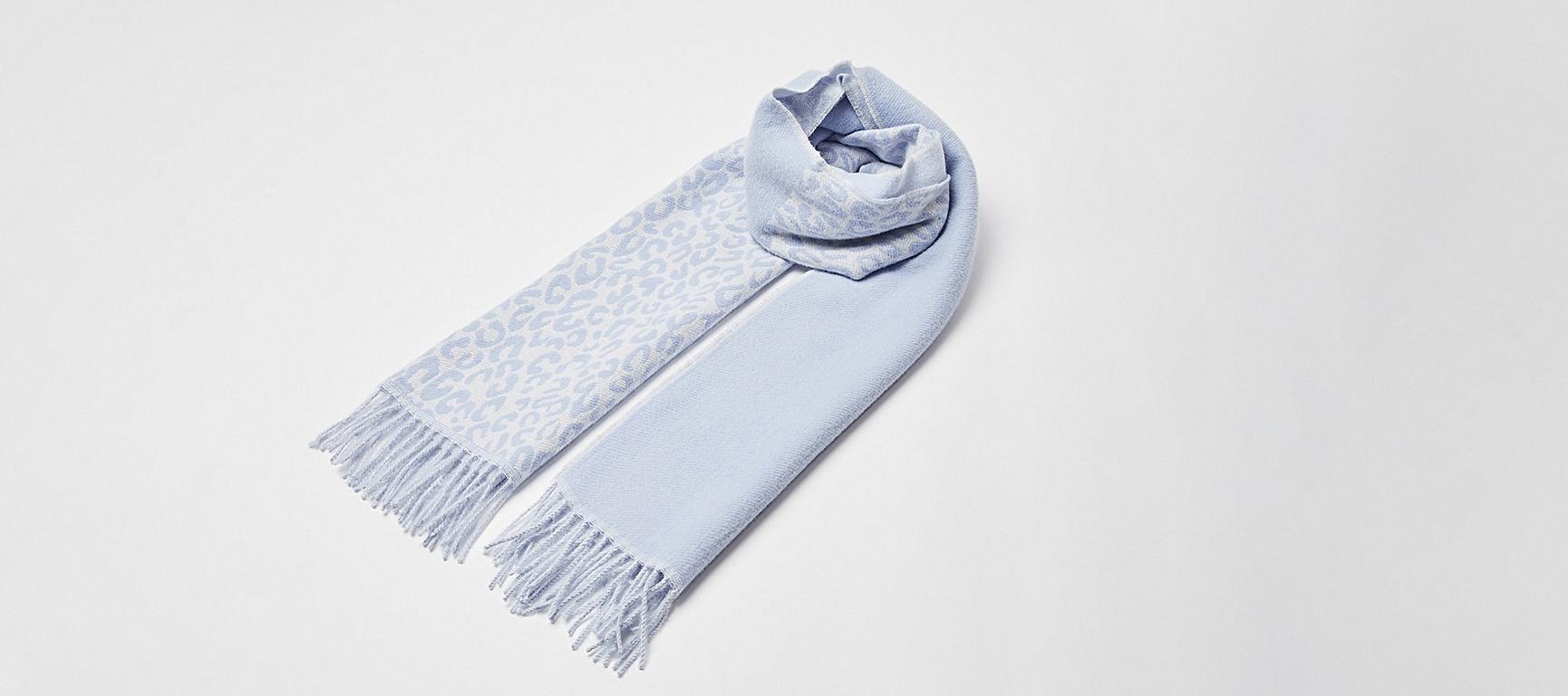 Animal Blocked Blue & White Scarf | Oliver Bonas
