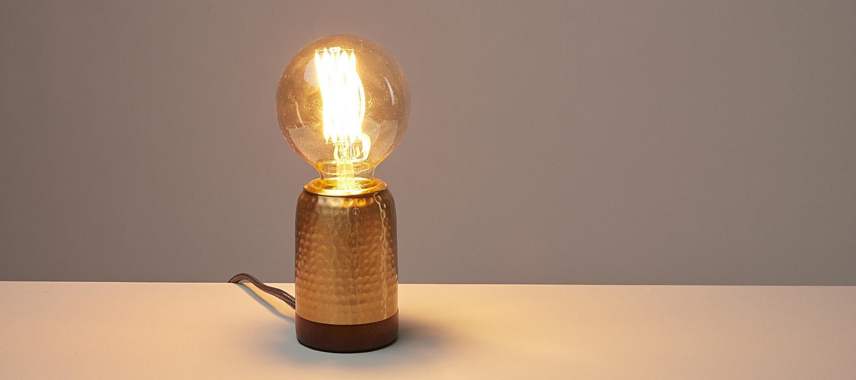 Hammered Metal & Wood Desk & Table Lamp | Oliver Bonas