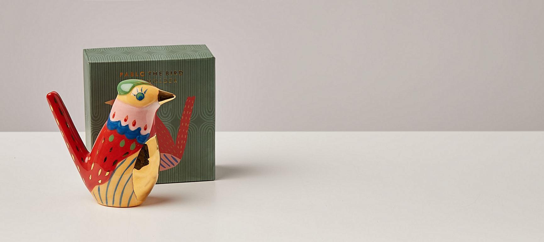 Pablo Bird Multicoloured & Gold Ceramic Ring Holder | Oliver Bonas