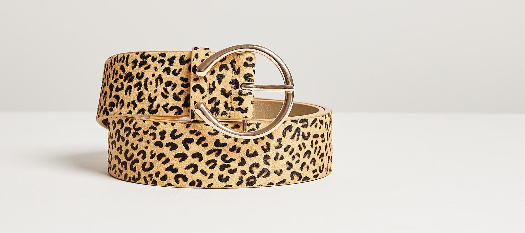 Animal Print Brown Leather Skinny Belt | Oliver Bonas