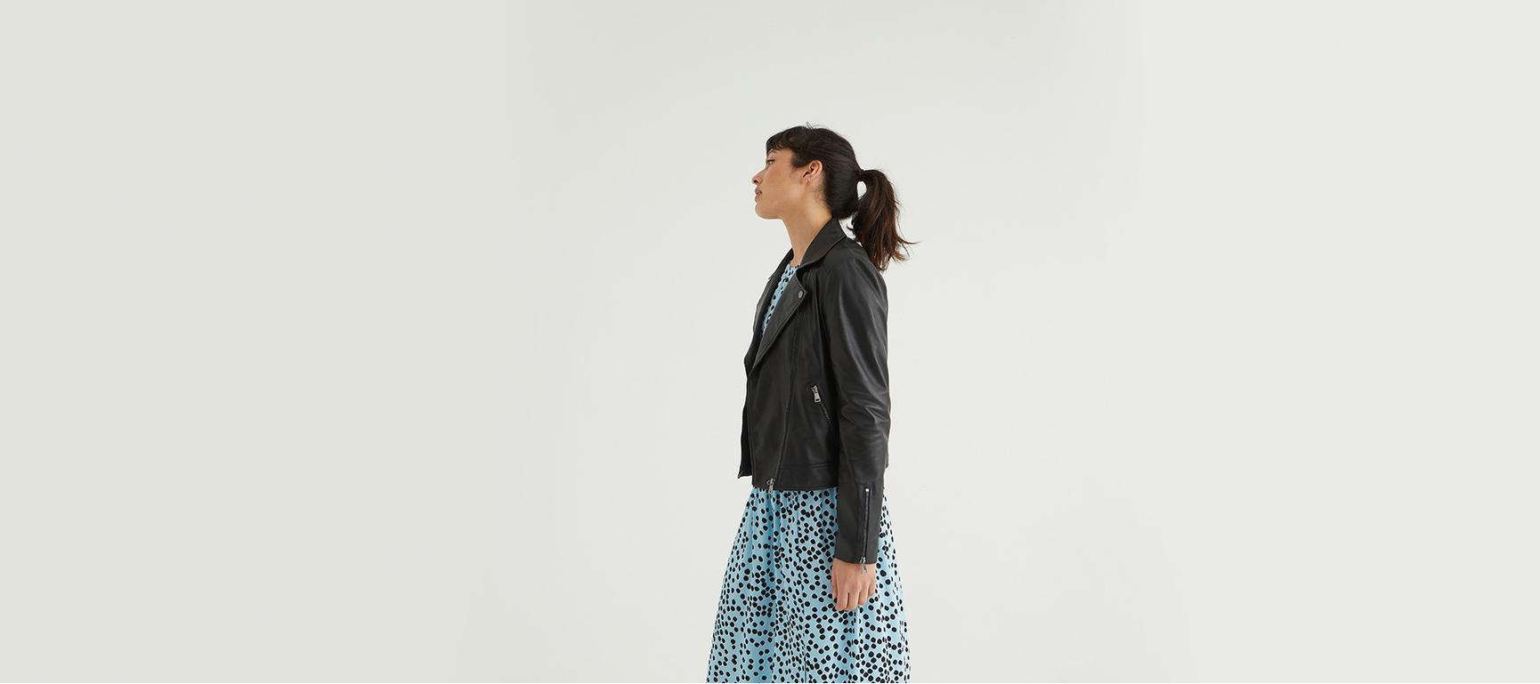 Lab London Black Leather Biker Jacket | Oliver Bonas