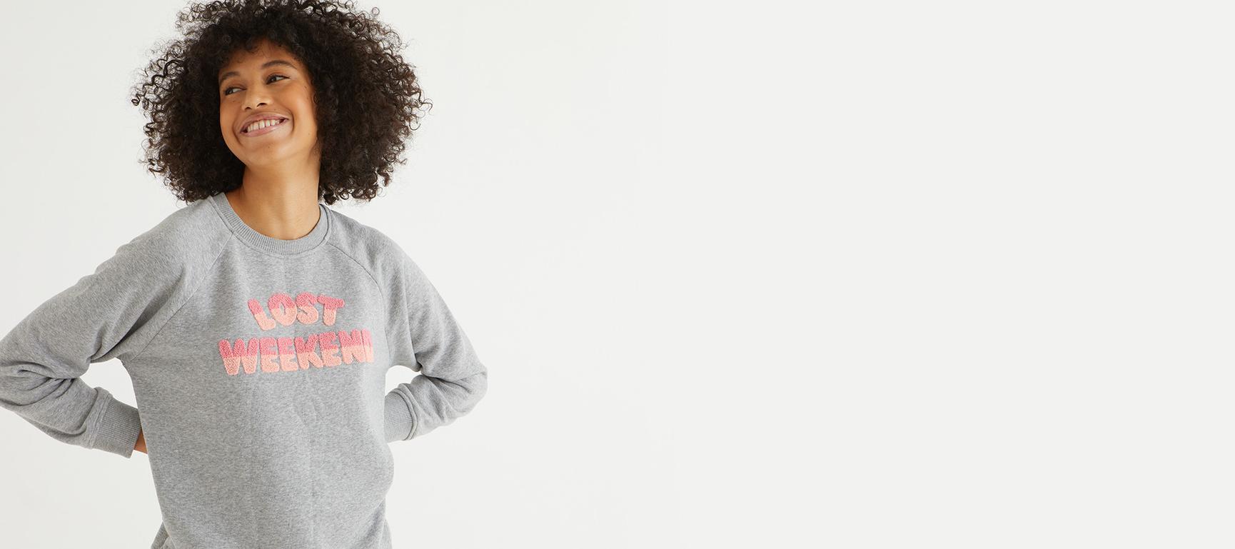 Lost Weekend Grey Marl Sweatshirt | Oliver Bonas