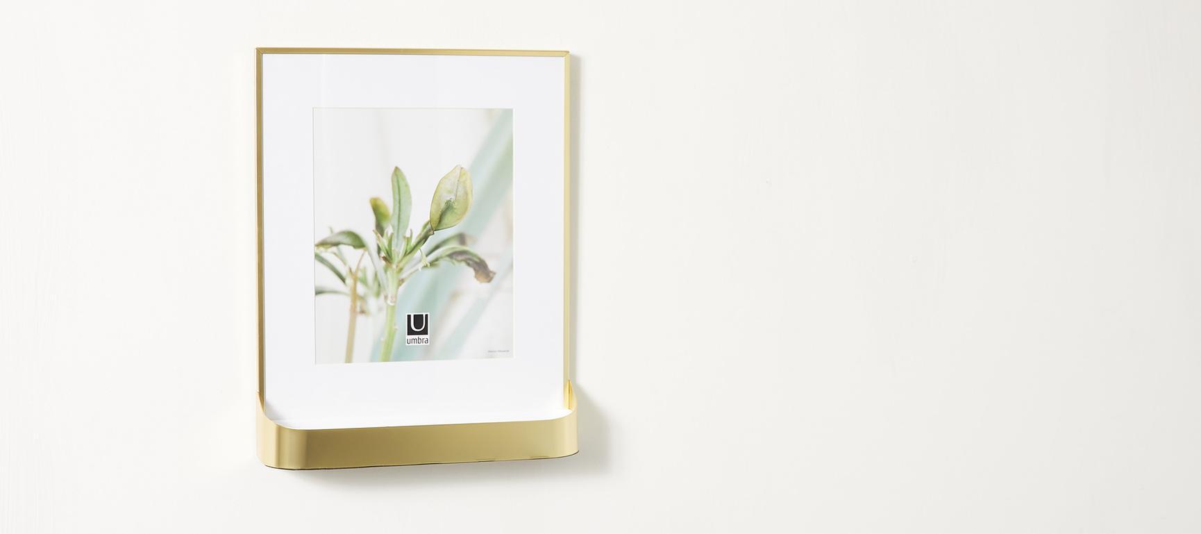 Brass Single Hanging Photo Frame with Shelf | Oliver Bonas