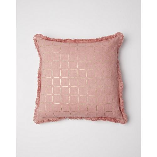 Foiled Square Pink Cotton & Linen Cushion | Oliver Bonas